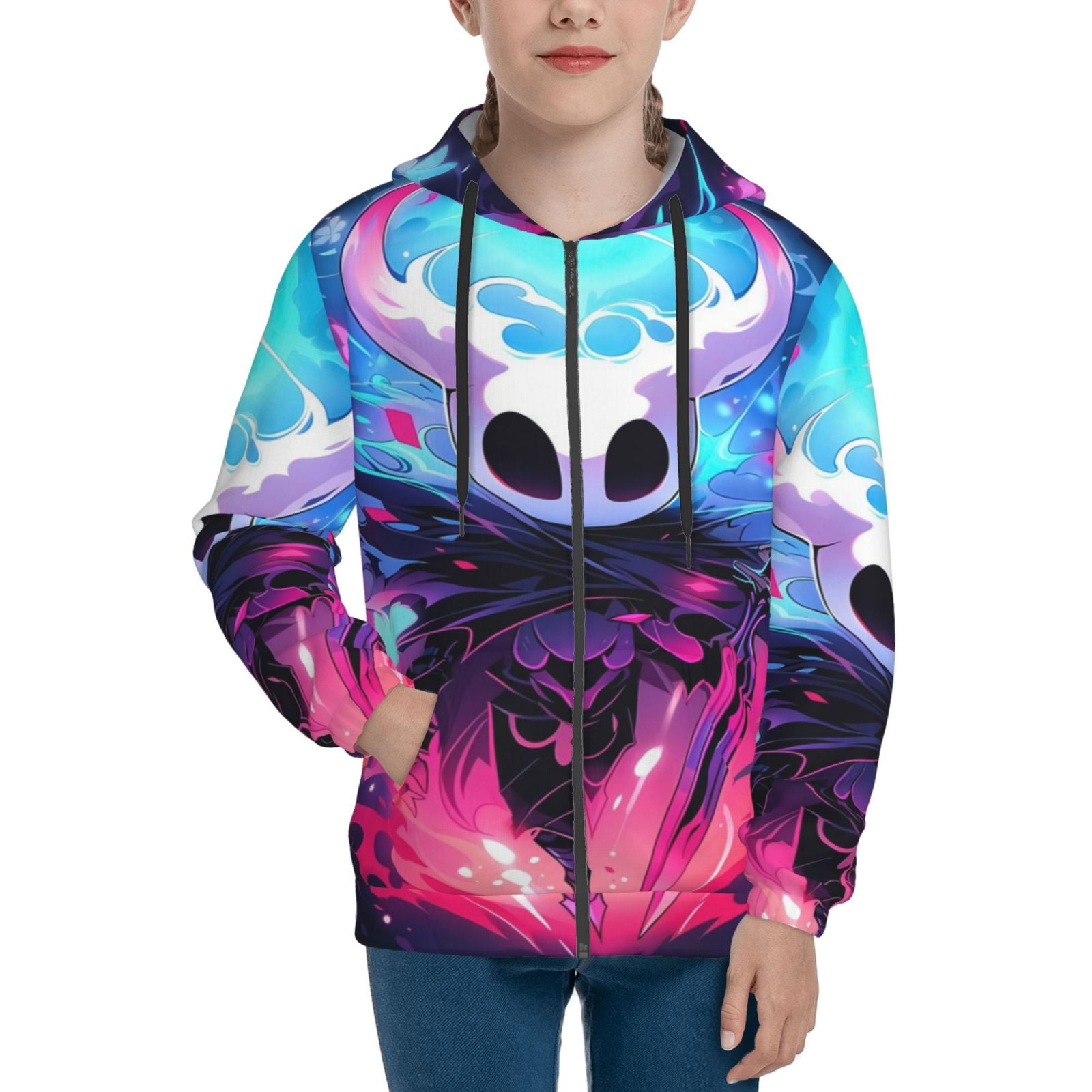Youth Hollow Knight Hoodies Casual Daily Basic Zip Up Hoodie With ...