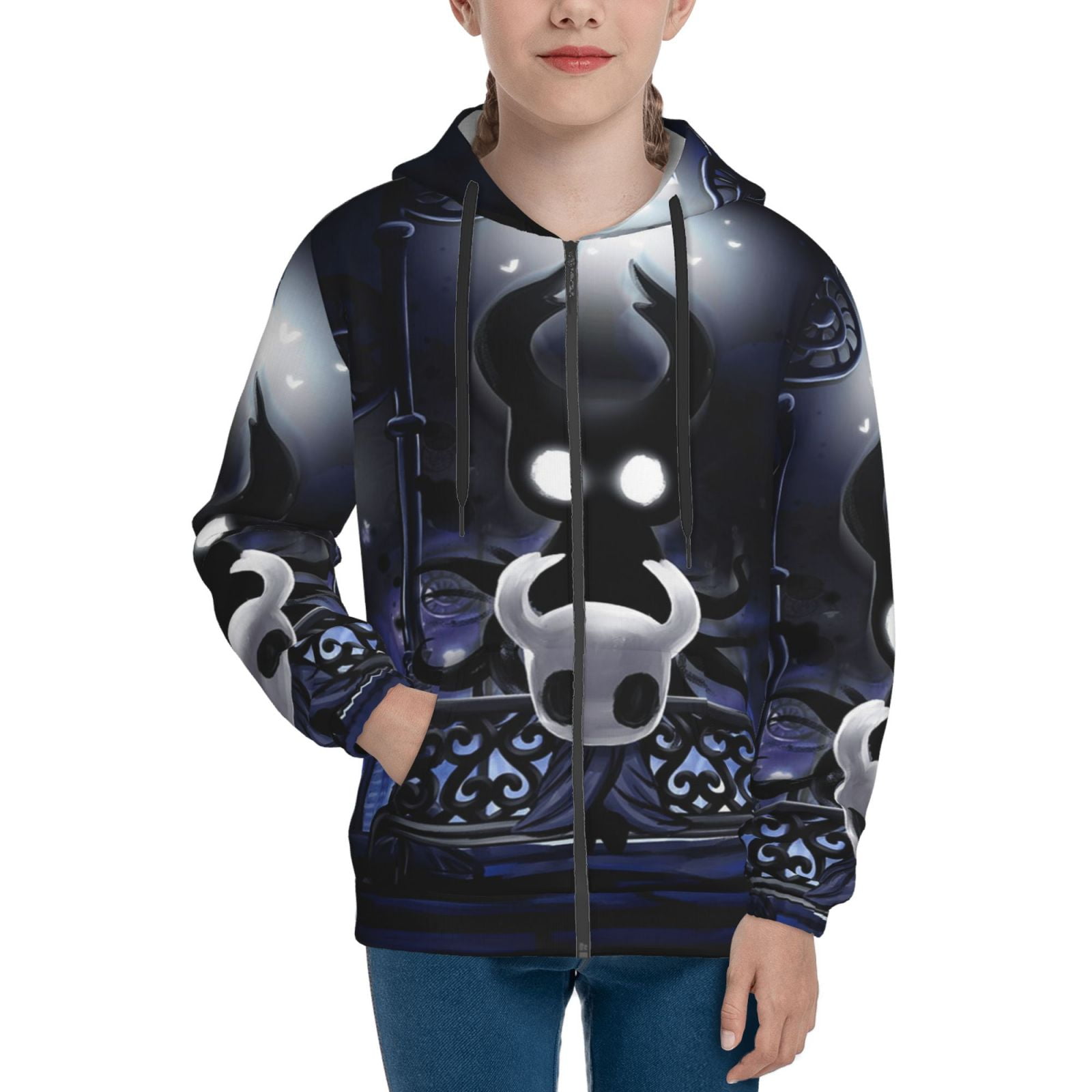 Youth Hollow Knight Hoodies Casual Daily Basic Zip Up Hoodie With ...