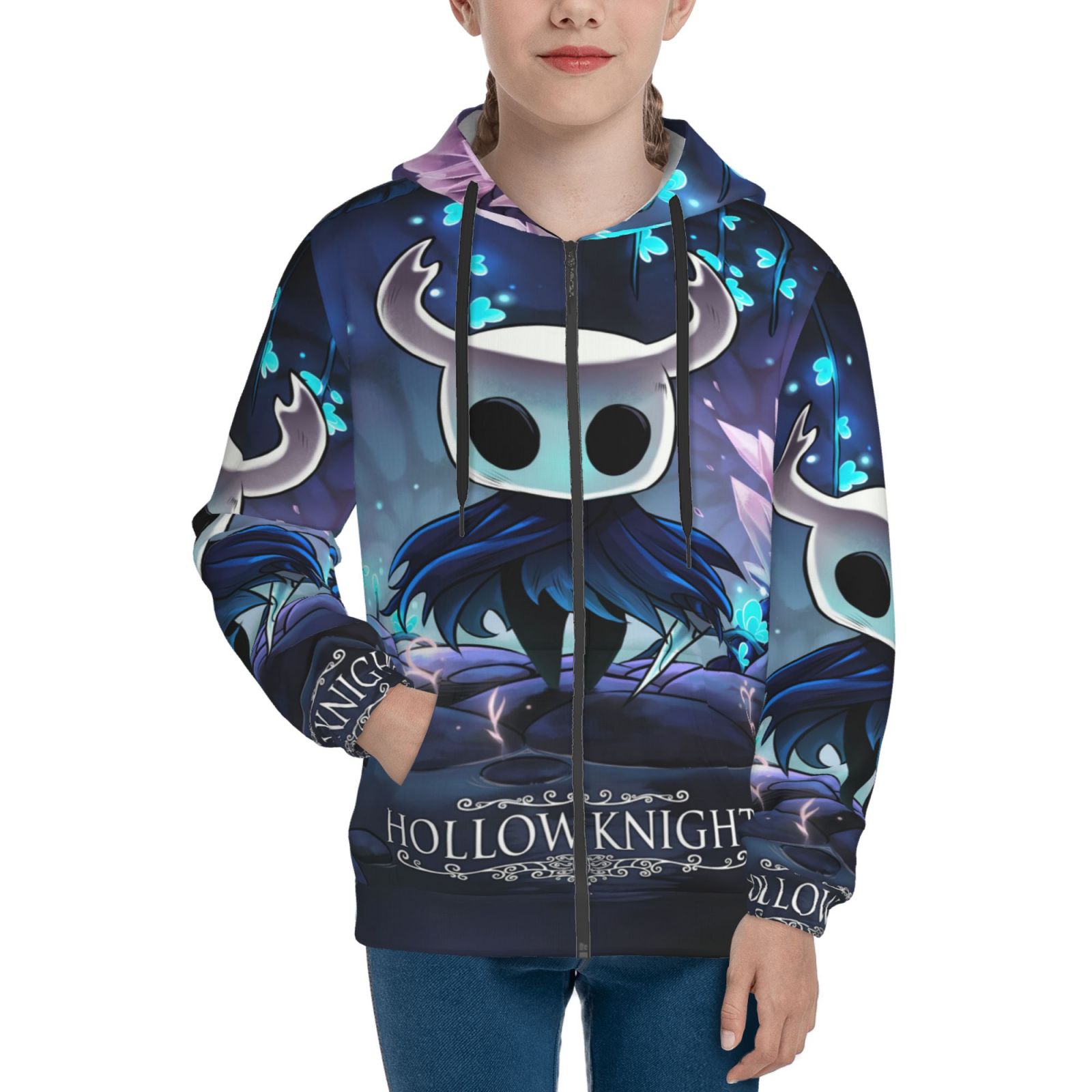Youth Hollow Knight Hoodies Casual Daily Basic Zip Up Hoodie With ...