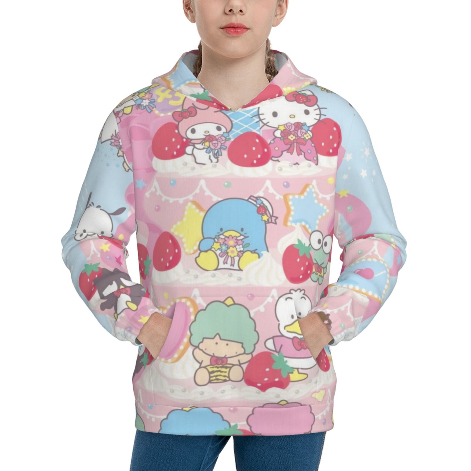 Youth Hoodie Sanrio-Cake Kuromi Melody Hello-Kitty Cinnamoroll Pullover ...