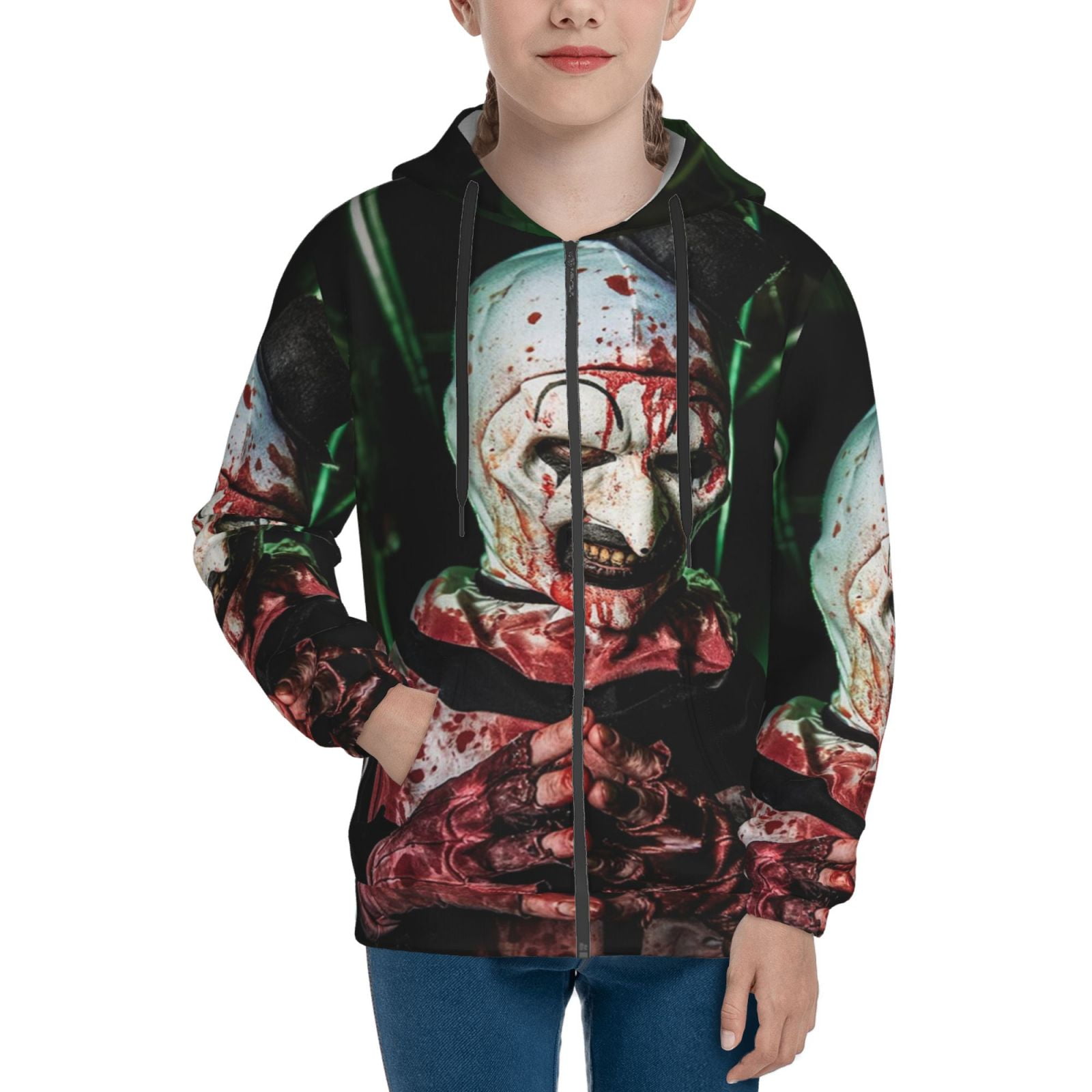 Youth Horror Movie Terrifier Hoodie Zip Up Graphic Hooded Sweatshirt ...