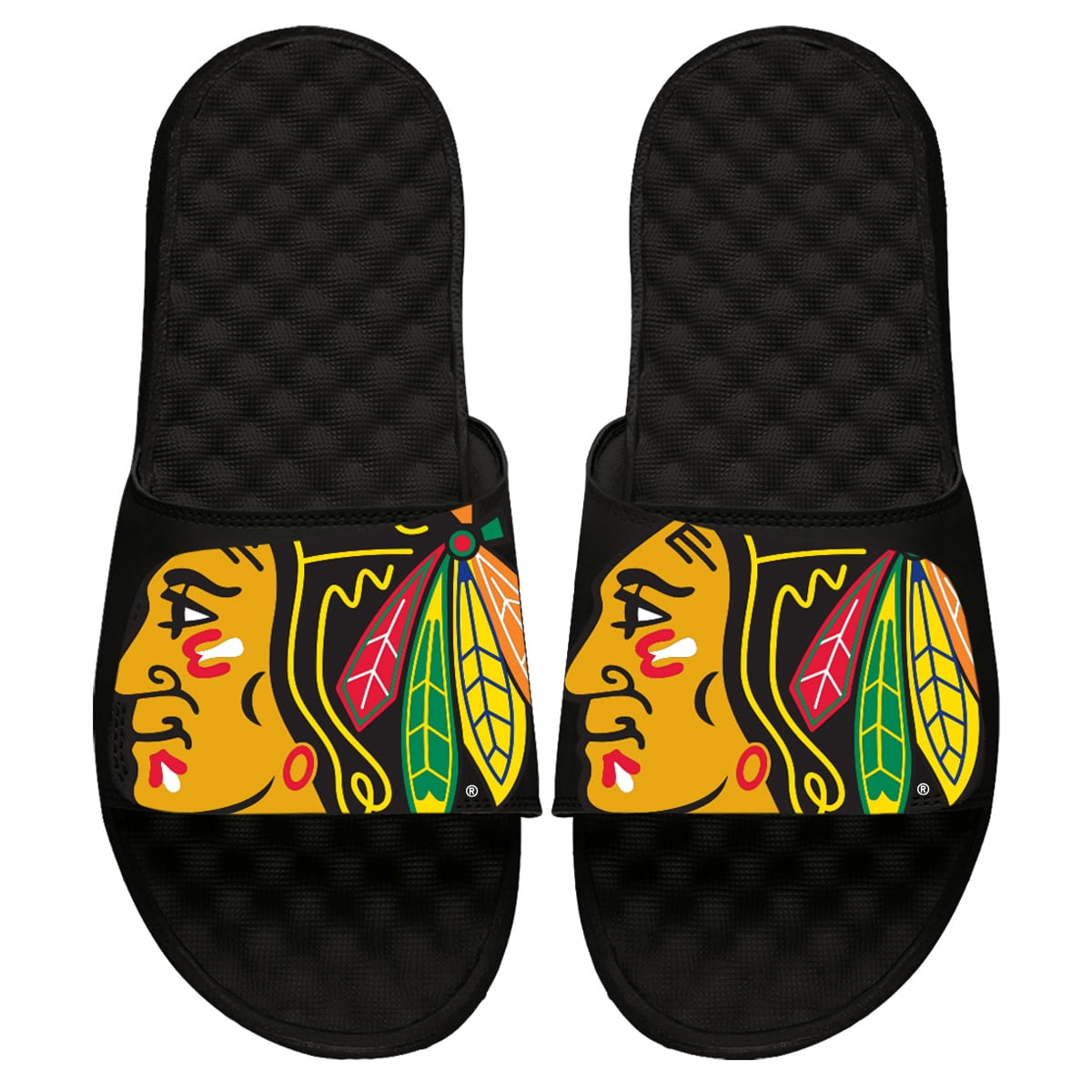 Youth ISlide Black Chicago Blackhawks Blown Up Logo Slide Sandals ...
