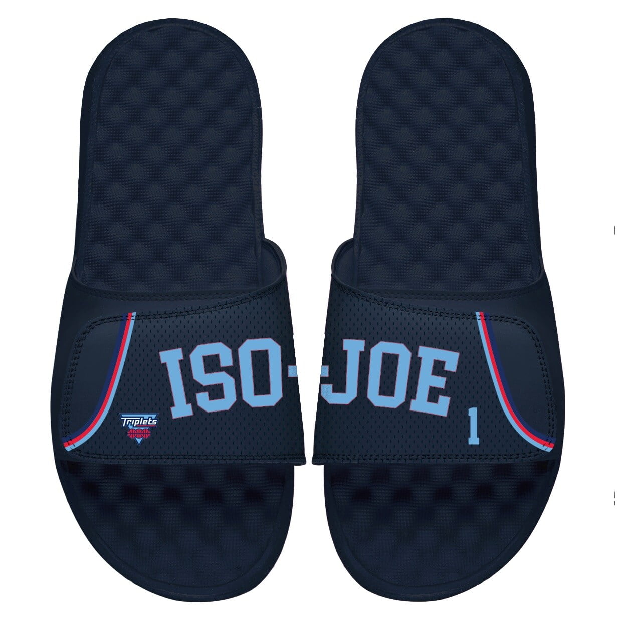Youth ISlide Iso Joe Triplets Navy Statement Jersey Split Side Sandals ...