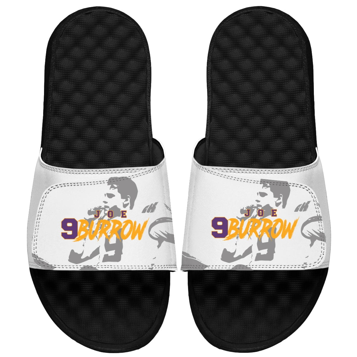 Youth ISlide Joe Burrow White LSU Tigers Player Tonal Pop Slide Sandals ...