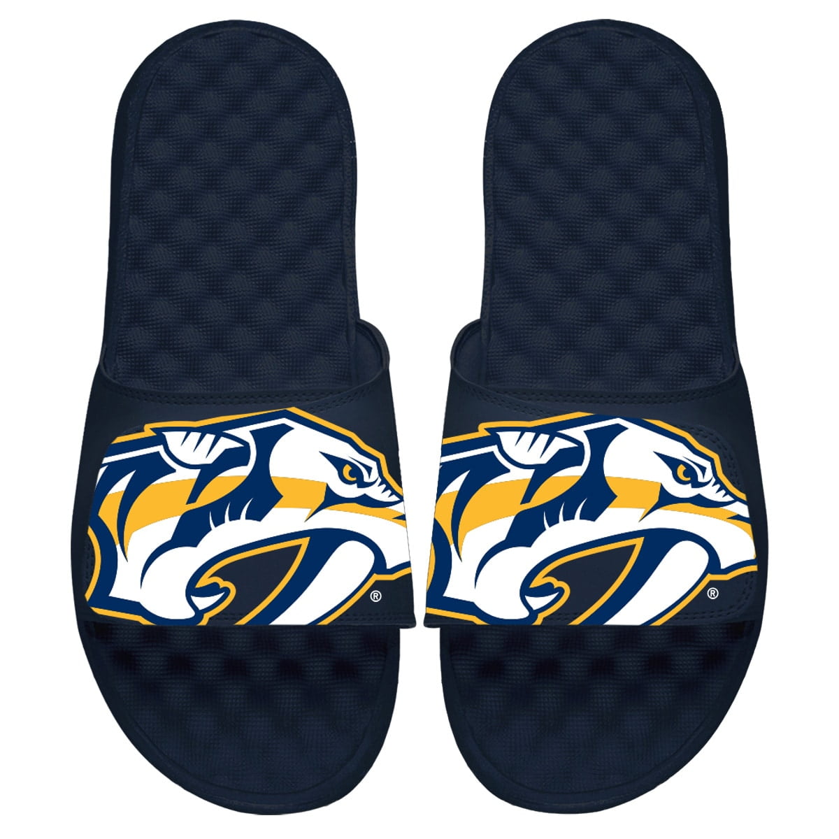 Youth ISlide Navy Nashville Predators Blown Up Logo Slide Sandals ...