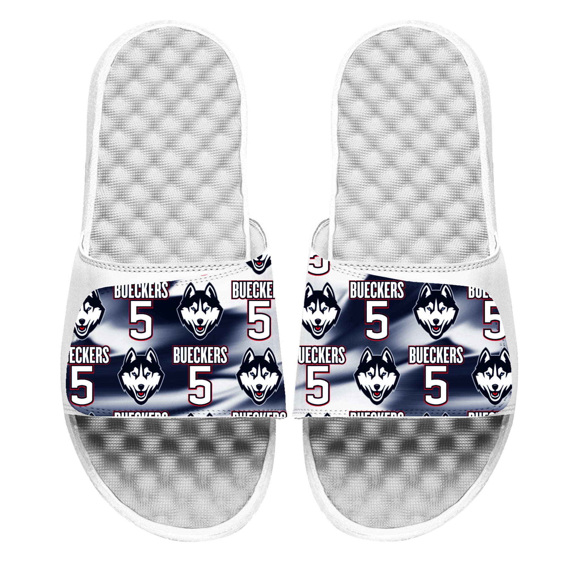 Youth-ISlide Paige Bueckers White UConn Huskies Logo Pattern Slide ...