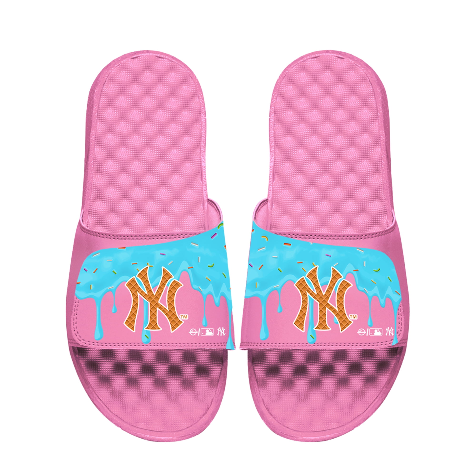 Youth ISlide Pink New York Yankees Ice Cream Drip Slide Sandals ...