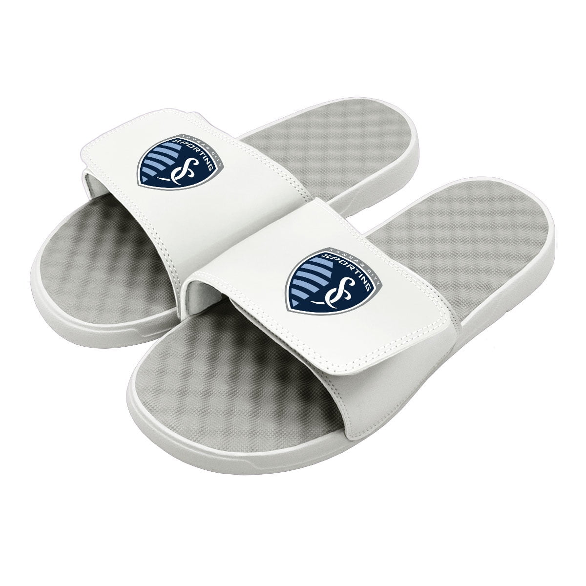 Youth ISlide White/Gray Sporting Kansas City Primary Logo Slide Sandals ...