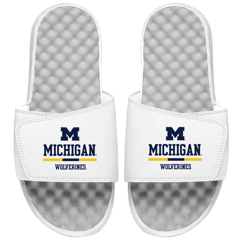 Youth ISlide White Michigan Wolverines Split Bar Slide Sandals ...