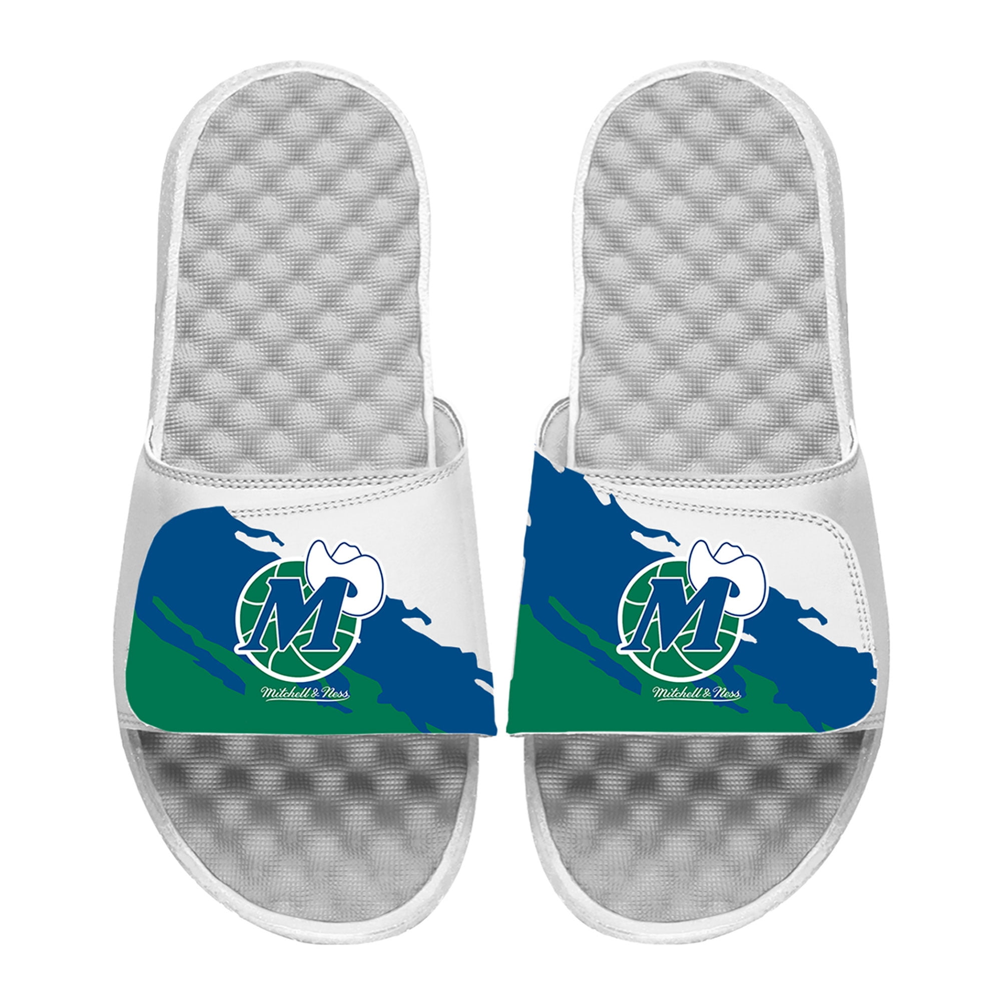 Youth ISlide x Mitchell & Ness White Dallas Mavericks Paint Stripe ...