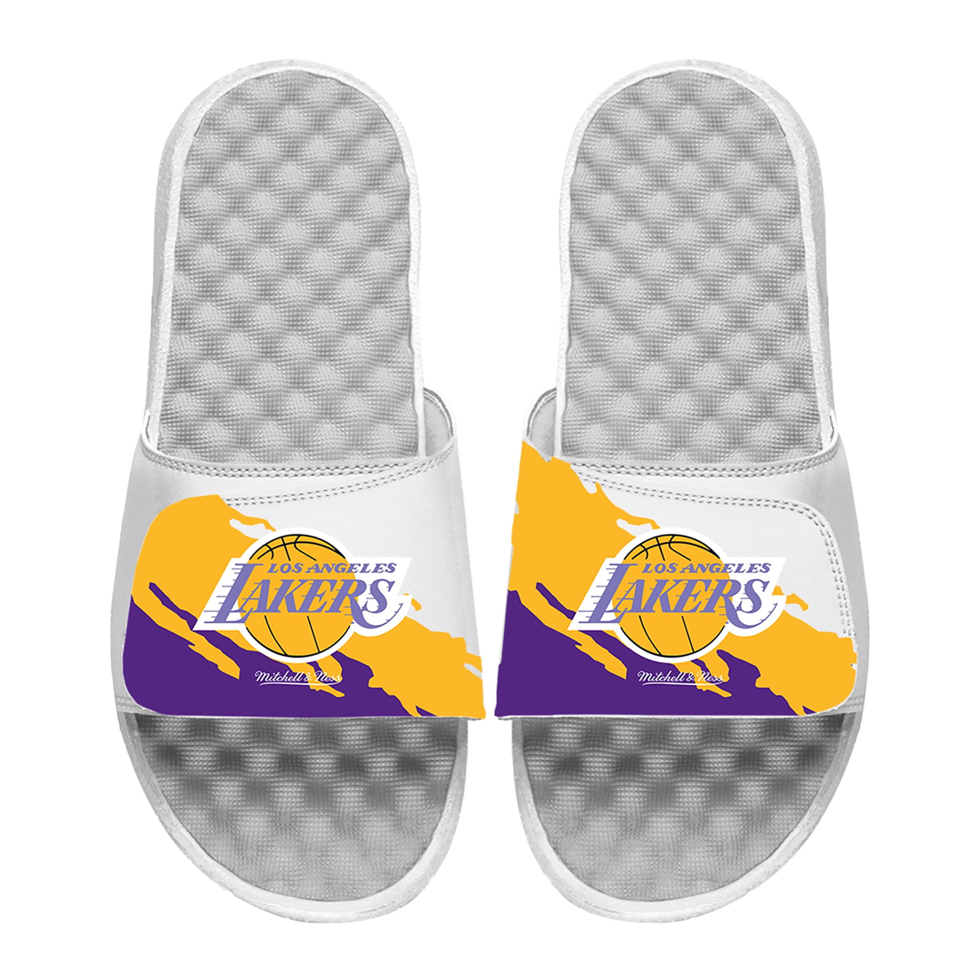 Youth ISlide x Mitchell & Ness White Los Angeles Lakers Paint Stripe ...