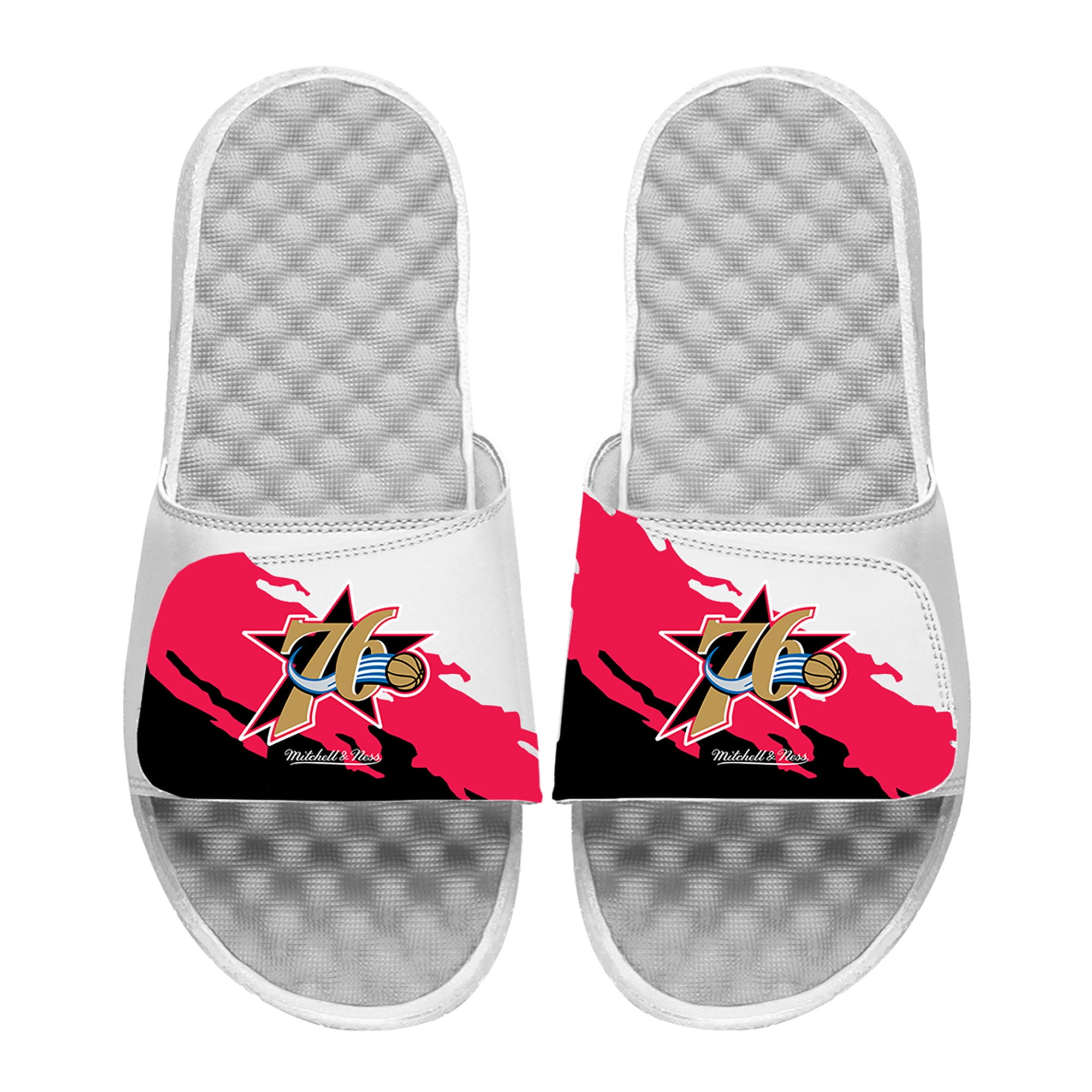 Youth ISlide x Mitchell & Ness White Philadelphia 76ers Paint Stripe ...