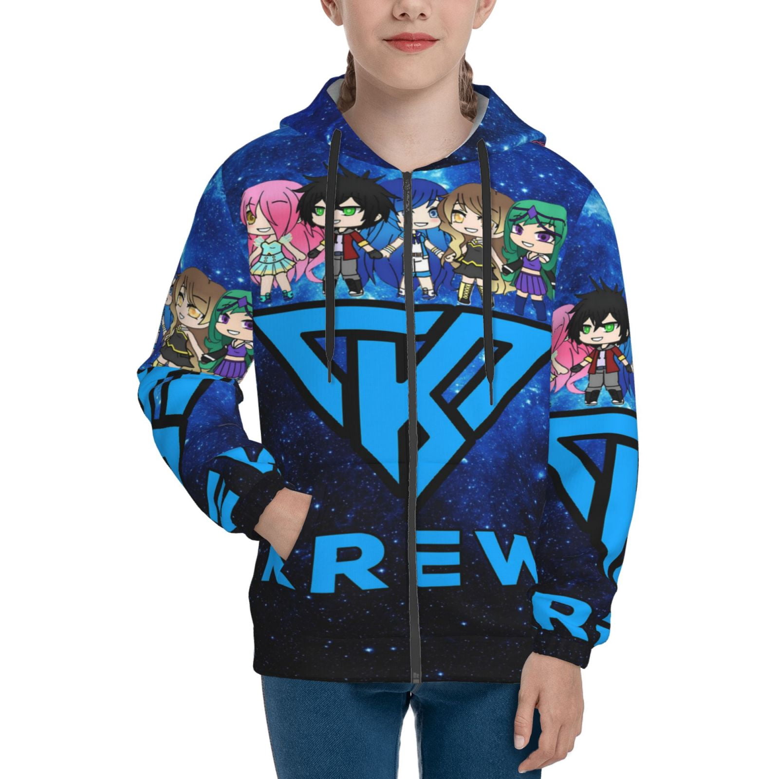 Youth Itsfunneh Krew Hoodies Casual Daily Basic Zip Up Hoodie With ...