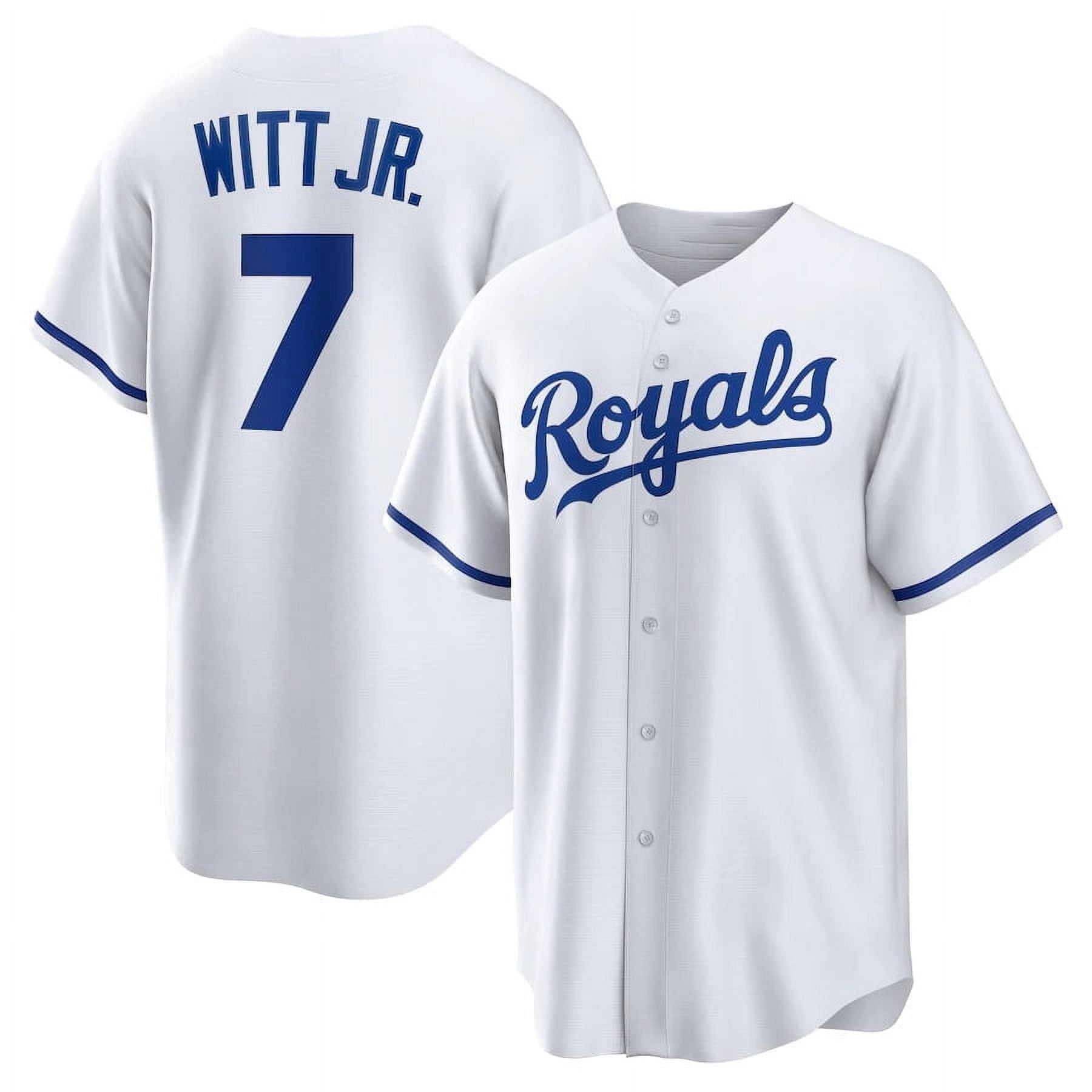 Youth Kan_sas City Witt Jr. 7 White Replica Stitched Player T-shirts ...