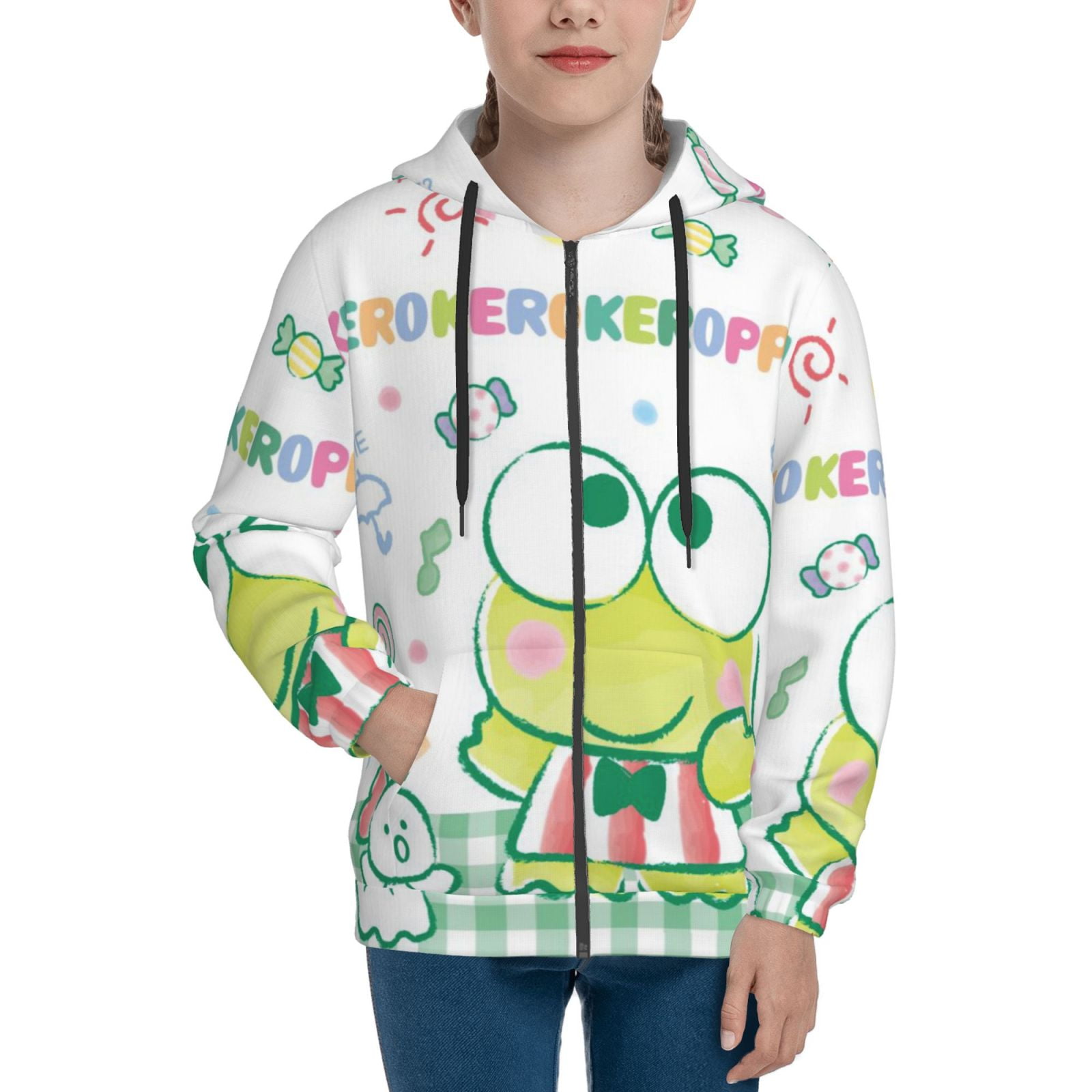 Youth Keroppi Hoodies Casual Daily Basic Zip Up Hoodie With Pocket - Walmart.com