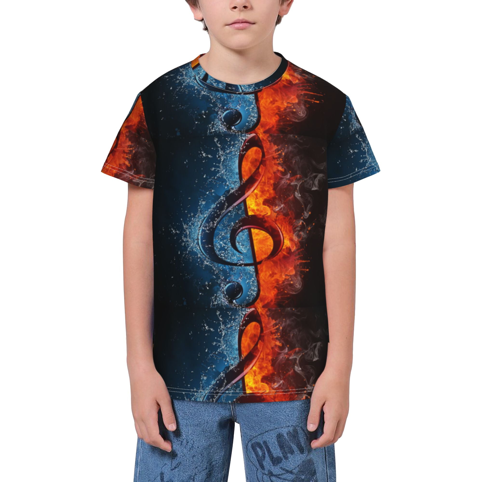 Youth Kids T-Shirt Burning Music Note Illustration Of The Treble Clef ...