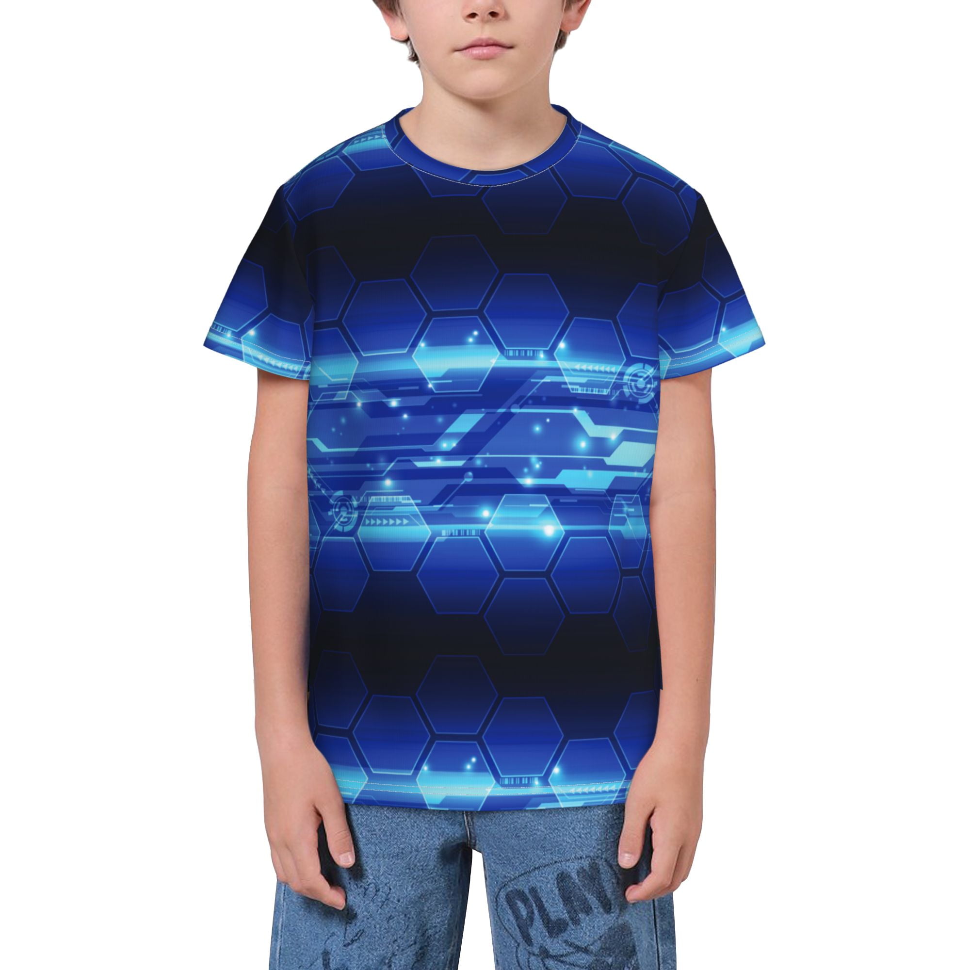 Youth Kids T-Shirt Geometric polygon background Boys Girls Hawaiian T ...