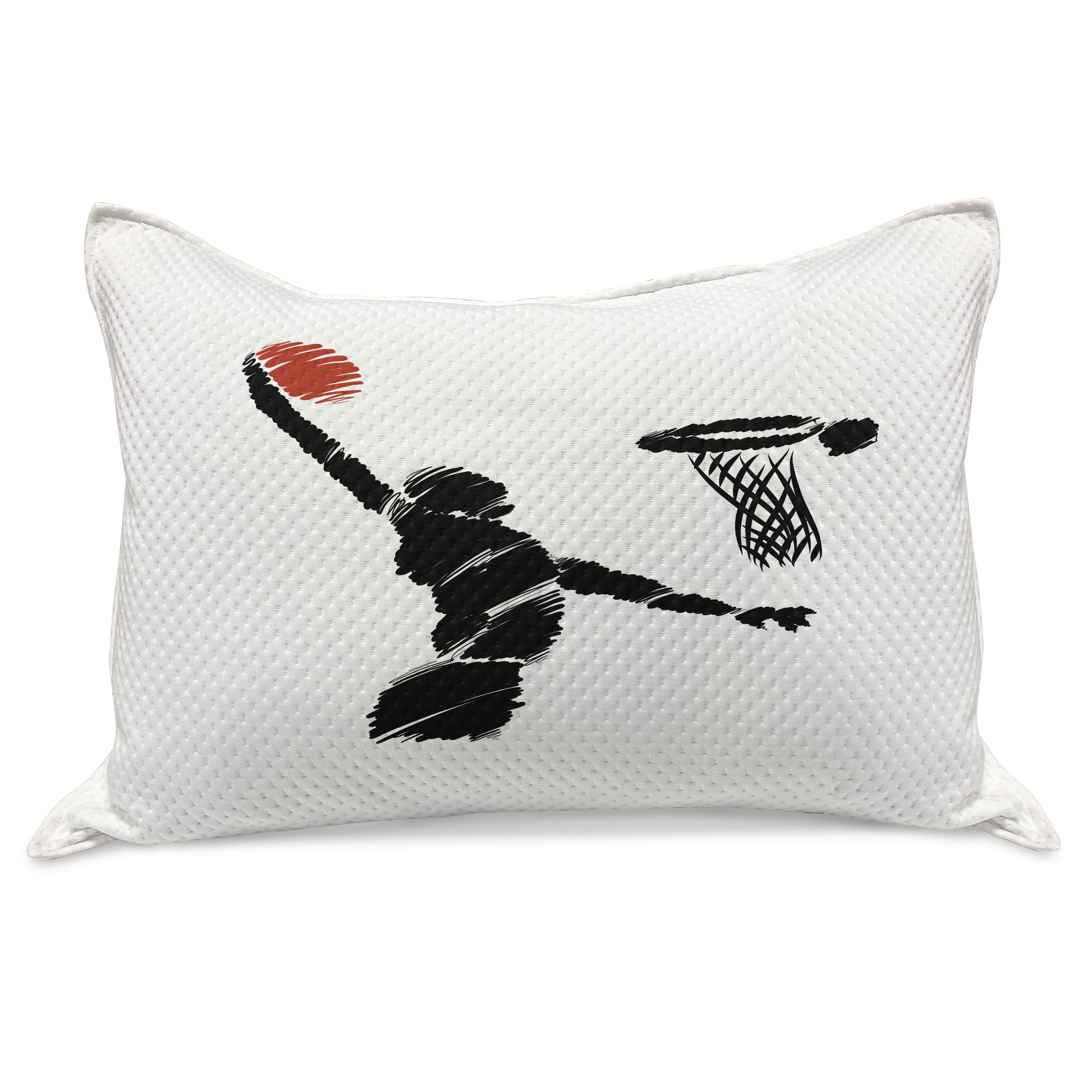 Youth Knitted Quilt Pillowcover, Freehand Drawing Style Basketball ...