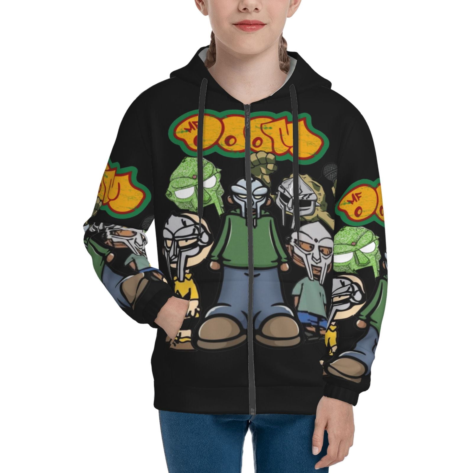 Youth Mf Doom Hoodies Casual Daily Basic Zip Up Hoodie With Pocket ...