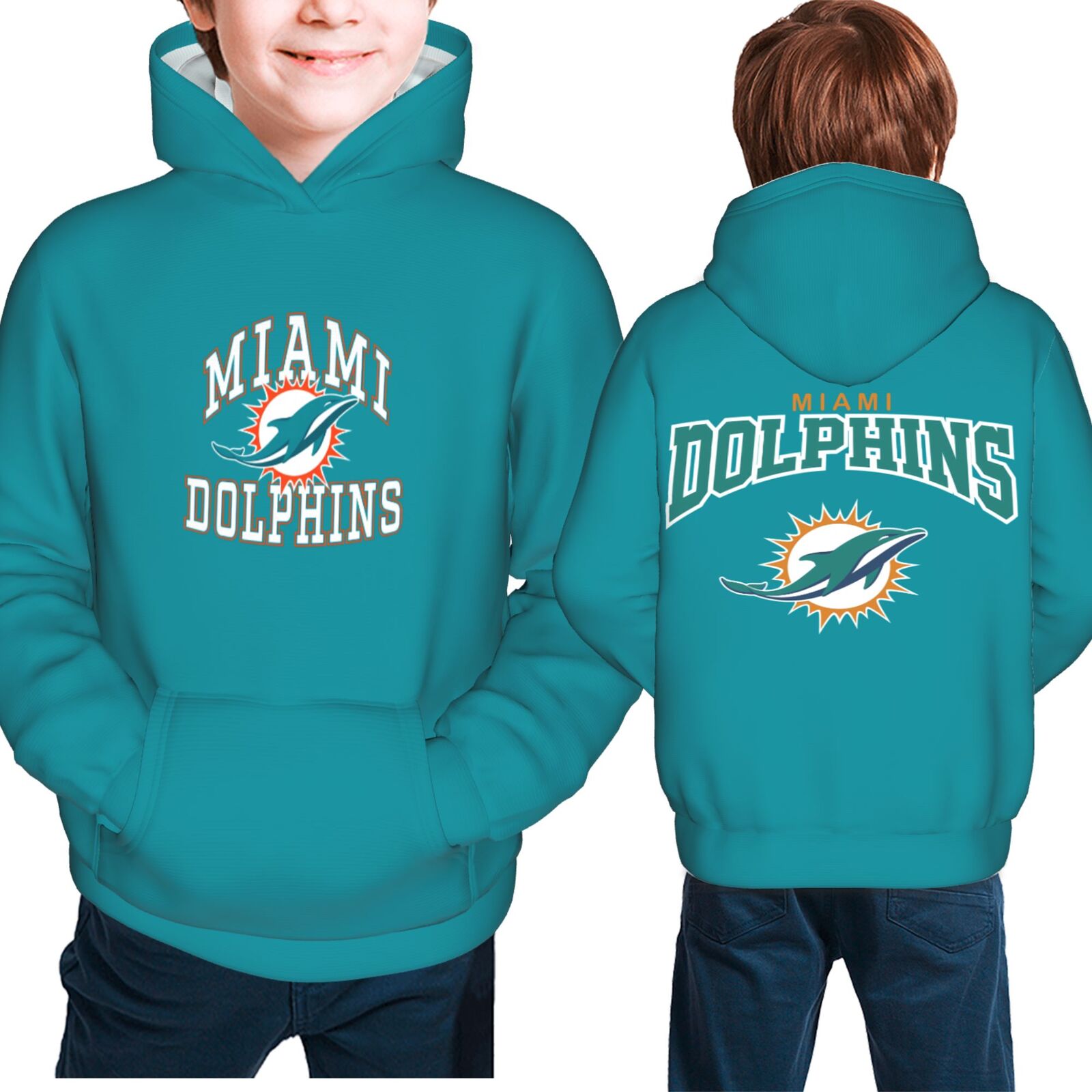 Youth Miami Team Fans Hoodie Long Sleeve Sweatshirt American Football ...