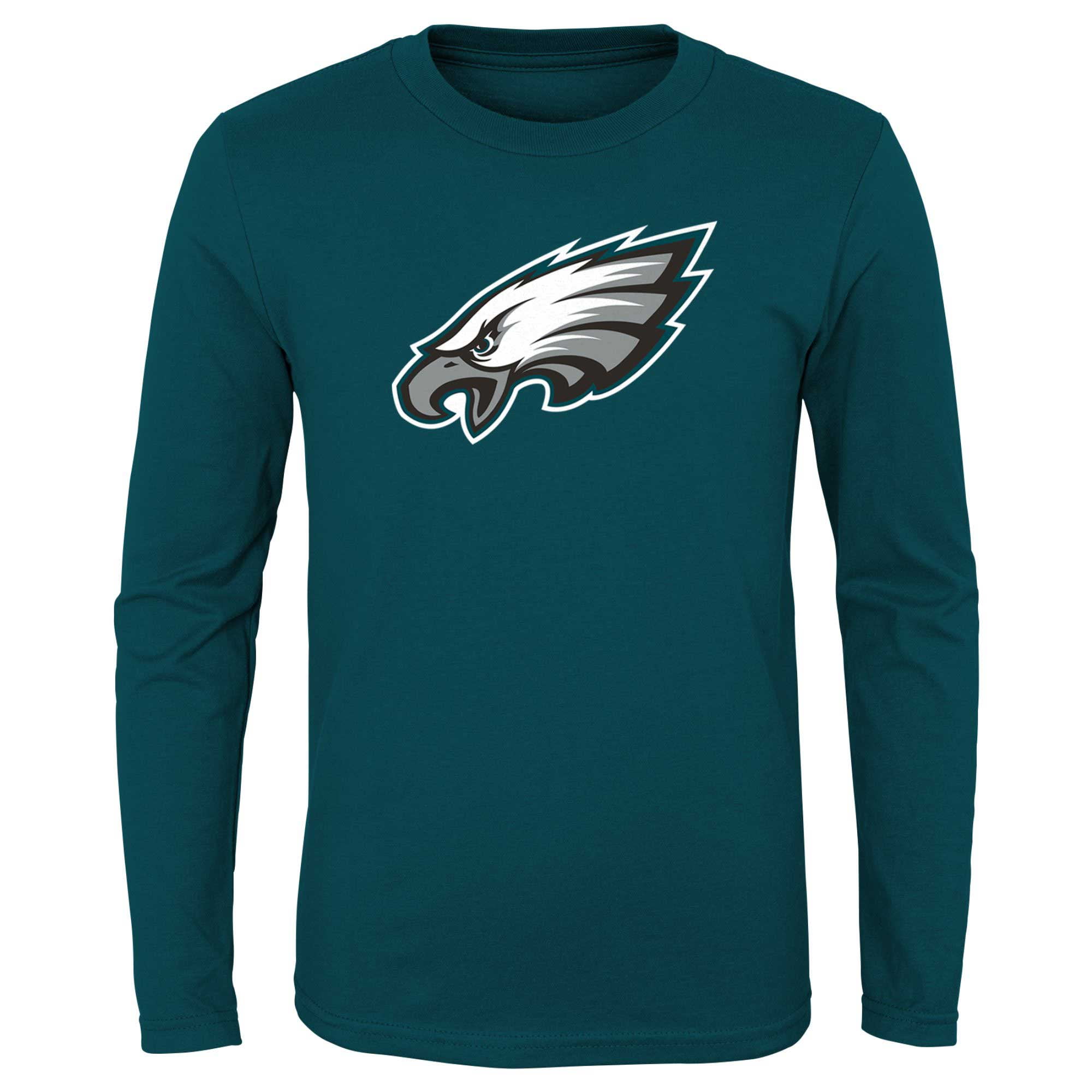 Youth Midnight Green Philadelphia Eagles Primary Logo Long Sleeve T ...