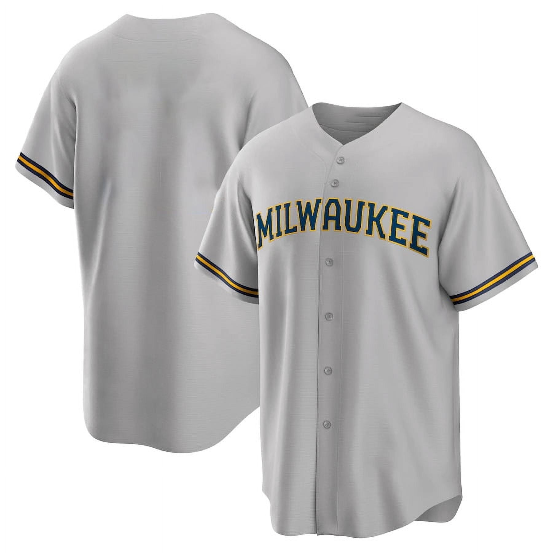 Youth Milwaukee Gray Replica Stitched Blank Team T-shirts Sports Tops ...