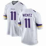 Youth Minnesota Wentz 11 White Sports Player Game Stitched Name Number ...