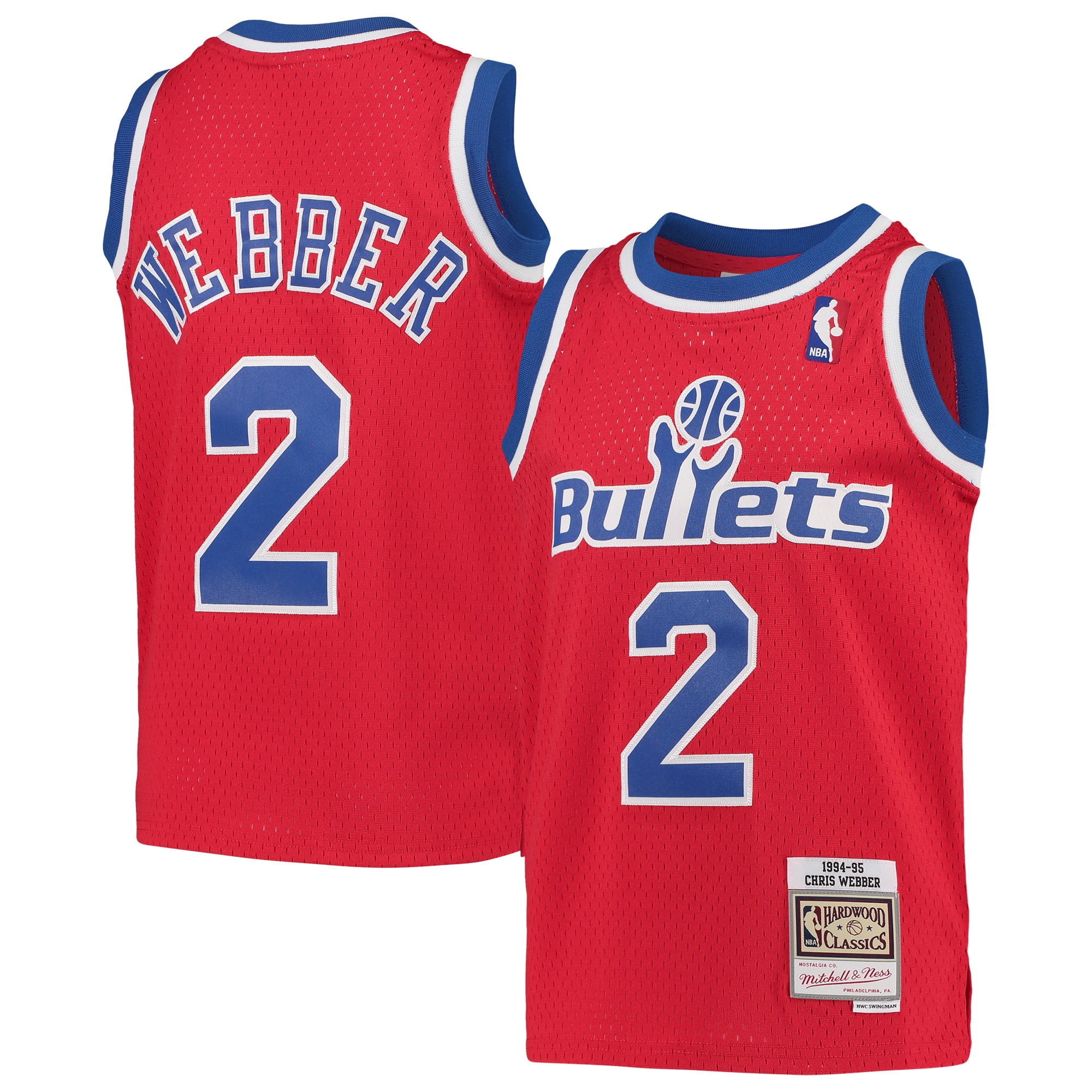 Youth Mitchell & Ness Chris Webber Red Washington Bullets 1994/95 ...