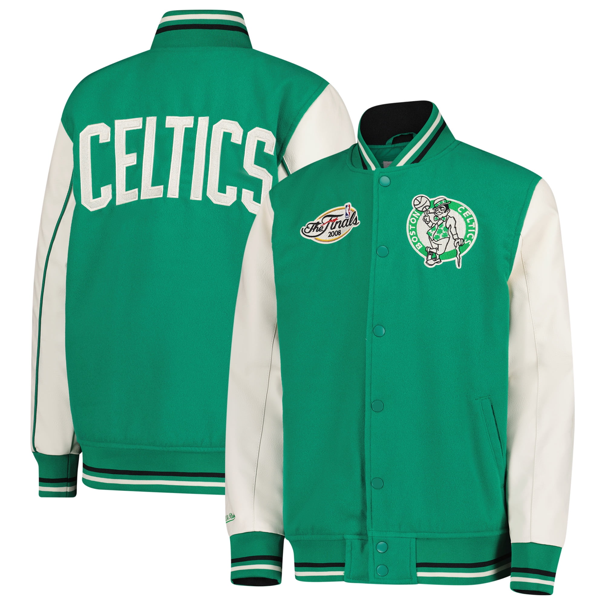 Youth Mitchell & Ness Kelly Green Boston Celtics Full-Snap Varsity ...