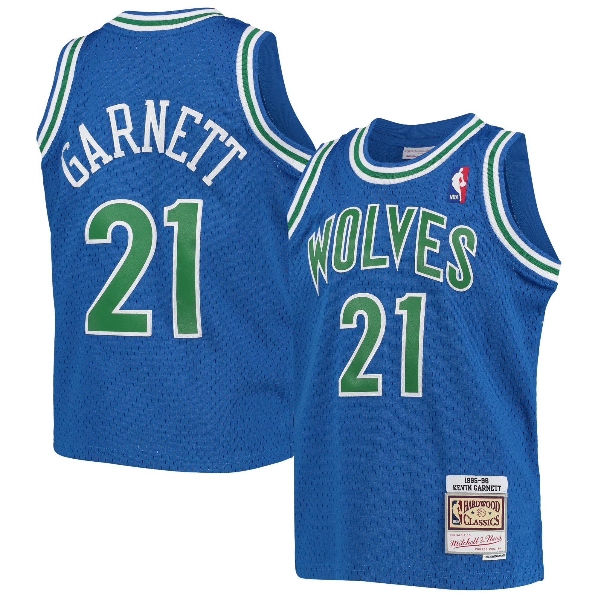 Youth Mitchell & Ness Kevin Garnett Blue Minnesota Timberwolves 1995-96 ...