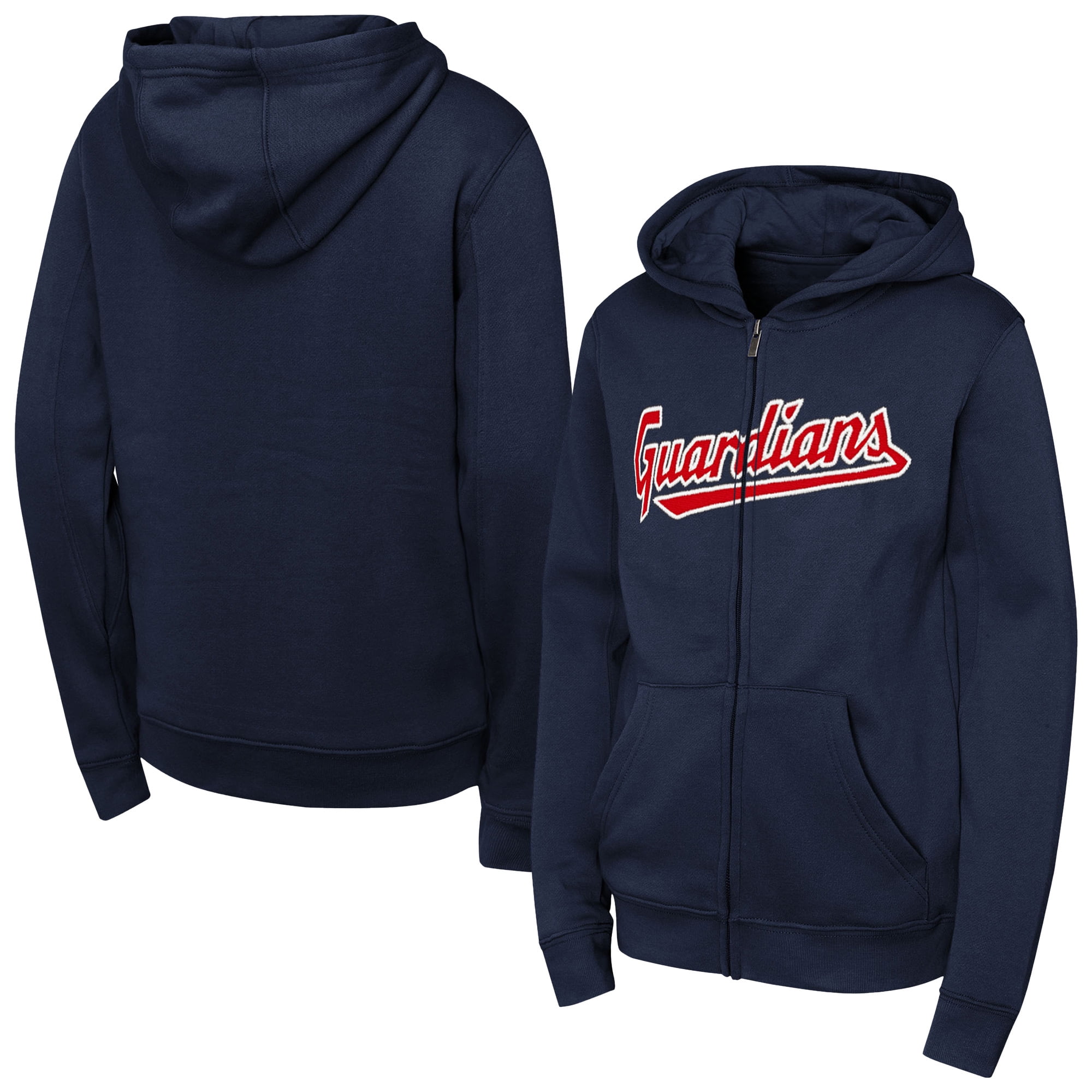 Youth Navy Cleveland Guardians Wordmark Fleece Full-Zip Hoodie ...