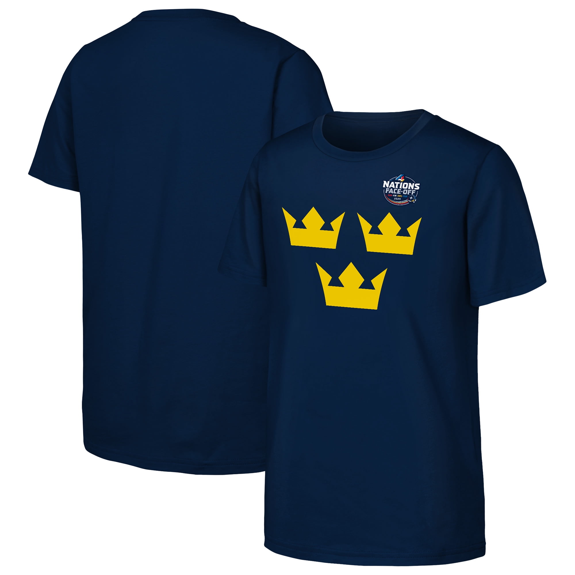 Youth Navy Sweden 2025 4 Nations Face-Off Primary Logo T-Shirt ...