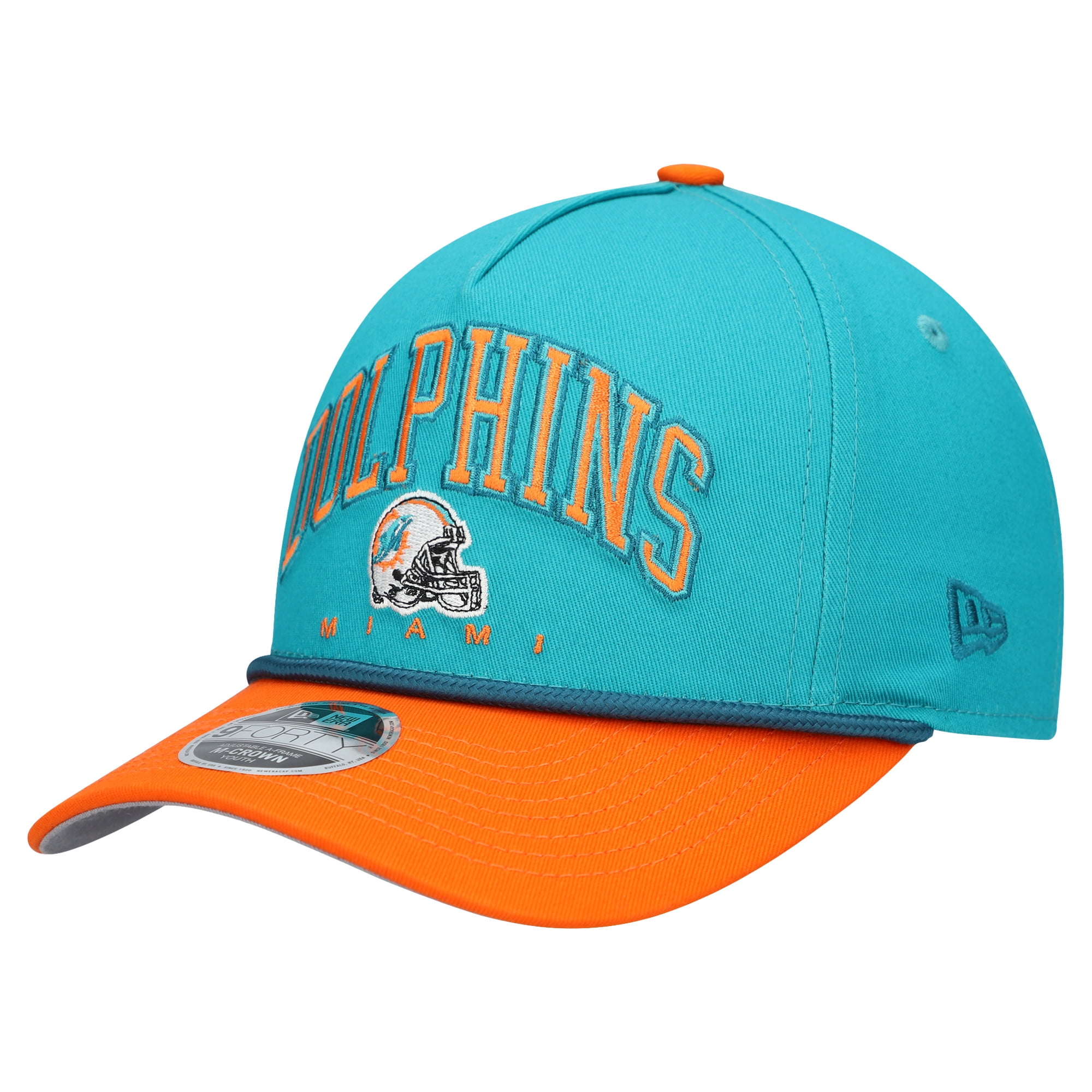 Youth New Era Aqua/Orange Miami Dolphins Arch COOLERA 9FORTY A-Frame ...