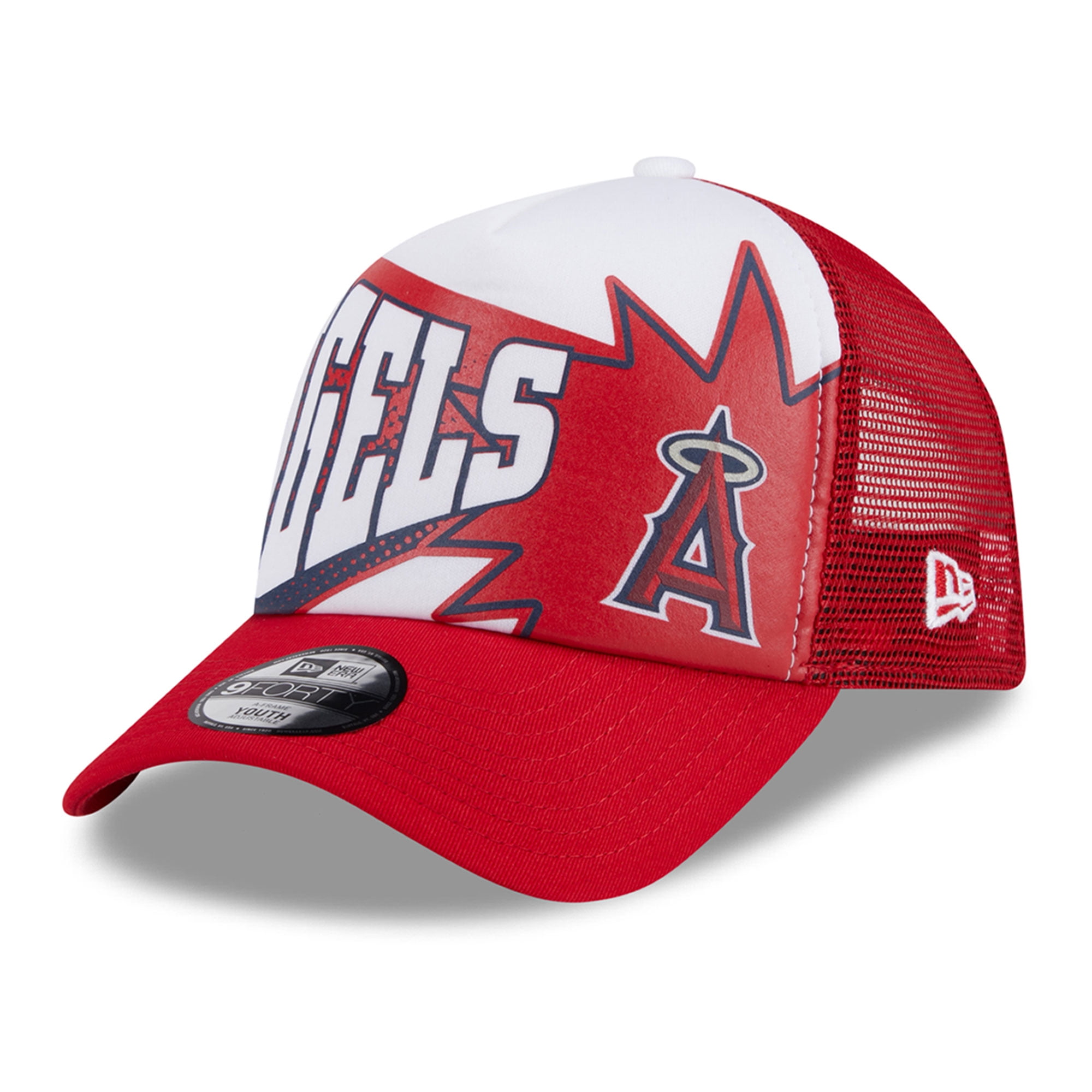 Youth New Era Red Los Angeles Angels Boom 9FORTY Adjustable Hat ...