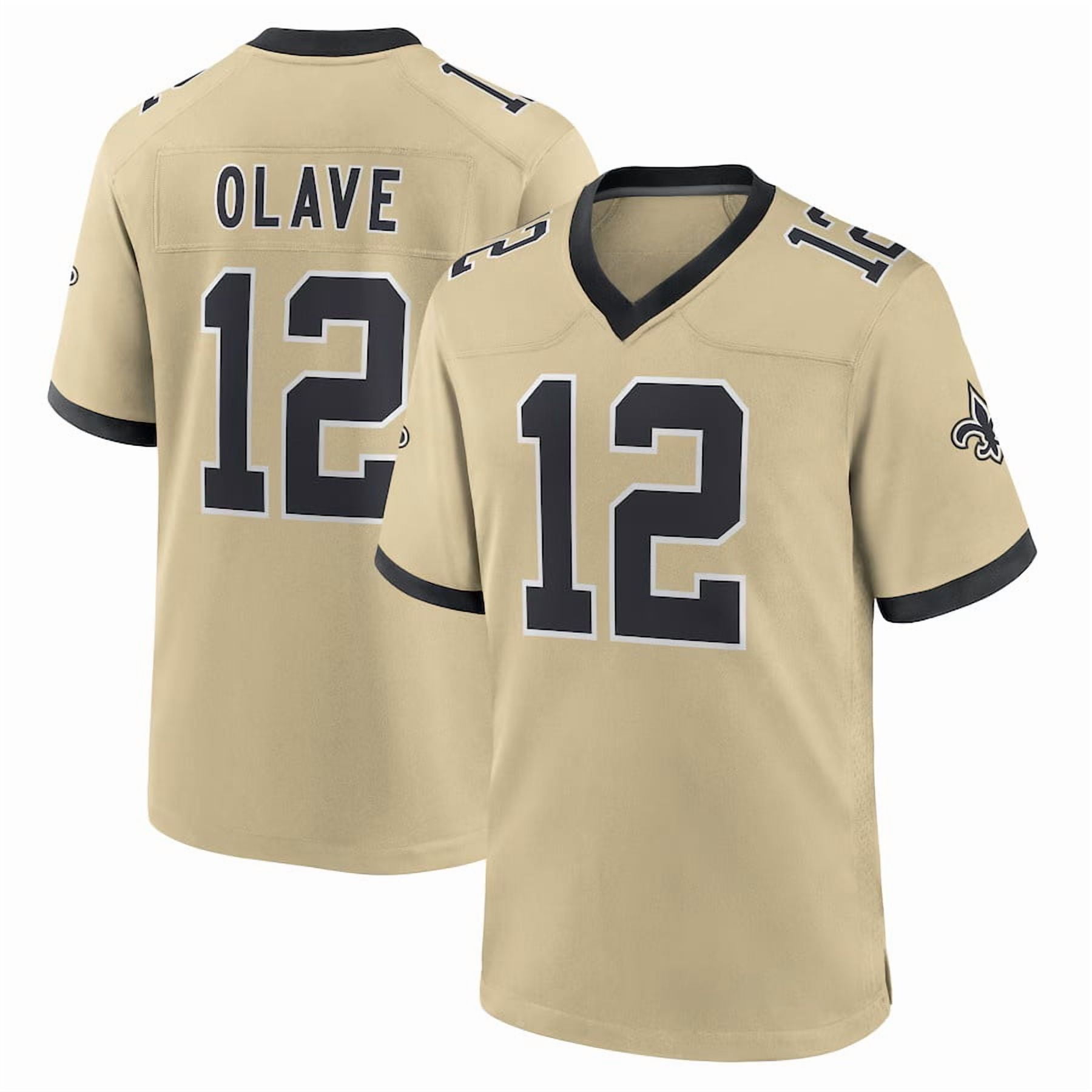 Youth New Orleans Olave 12 Gold Sports Player Game Stitched Name Number ...