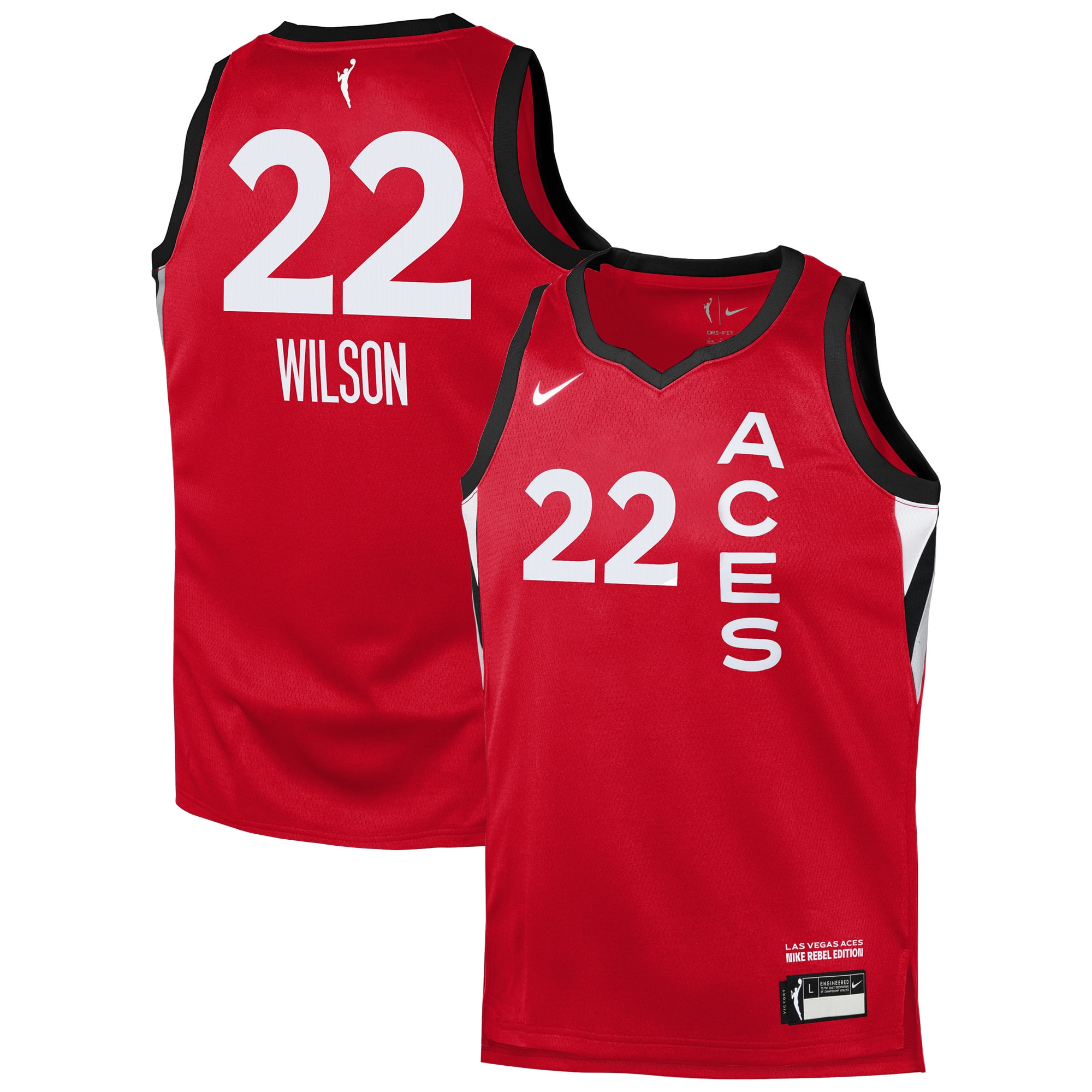 Youth Nike A'ja Wilson Red Las Vegas Aces Rebel Edition Player Jersey ...