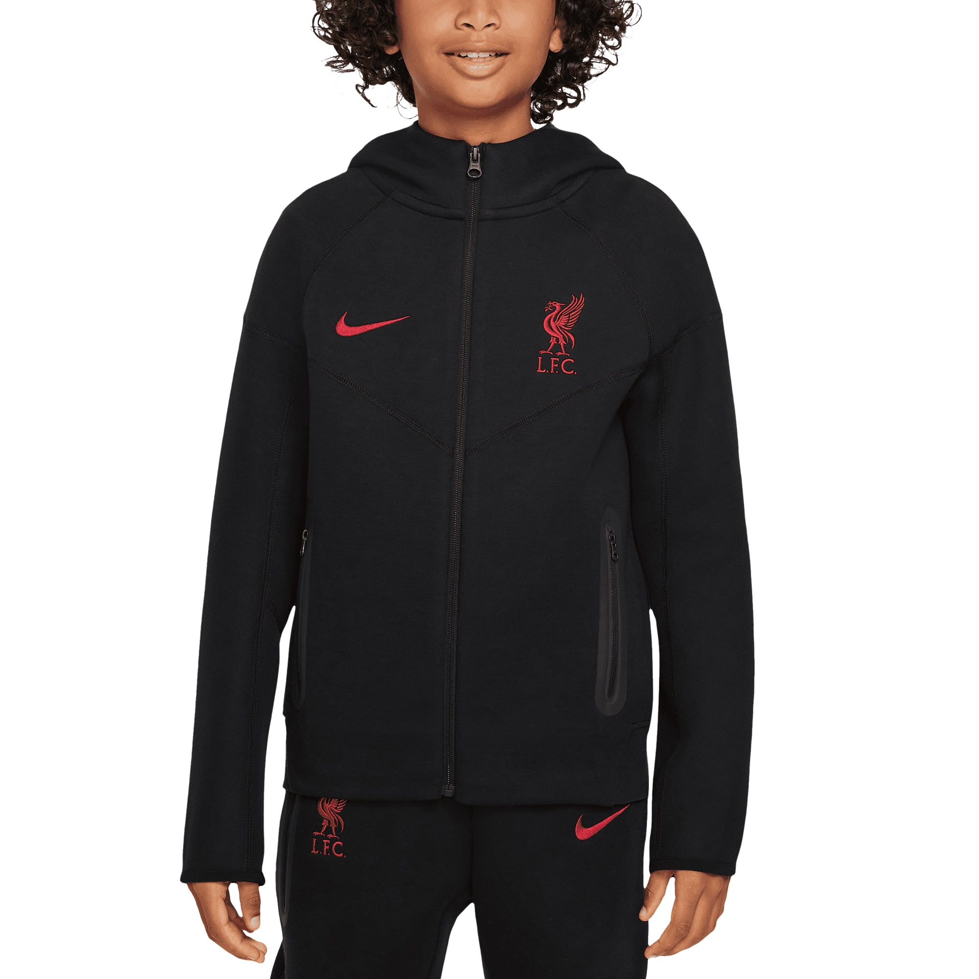 Youth Nike Black Liverpool 2024/25 Tech Fleece Full-Zip Hoodie Jacket ...