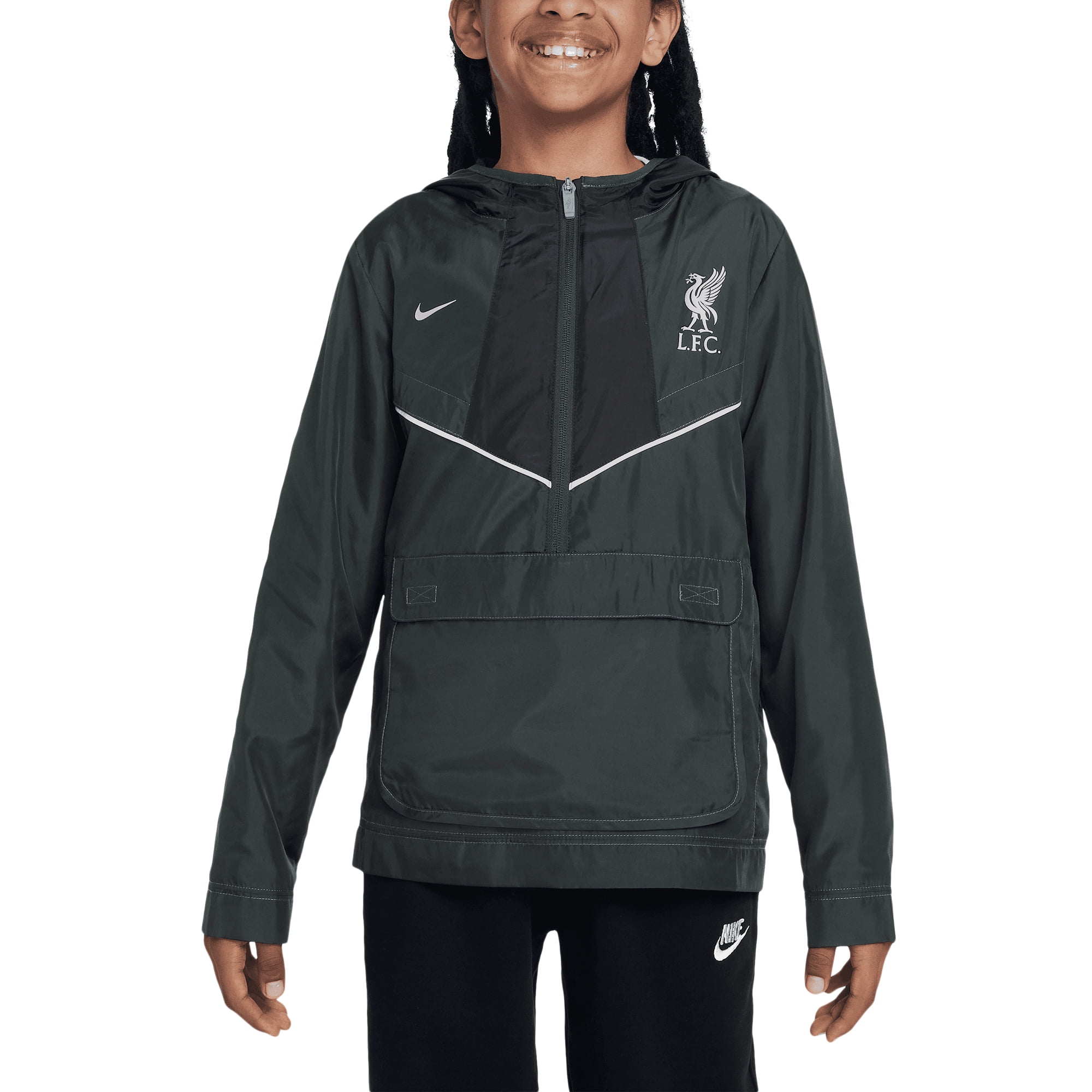 Youth Nike Black Liverpool Amplify Windrunner Anorak Half-Zip Hoodie ...