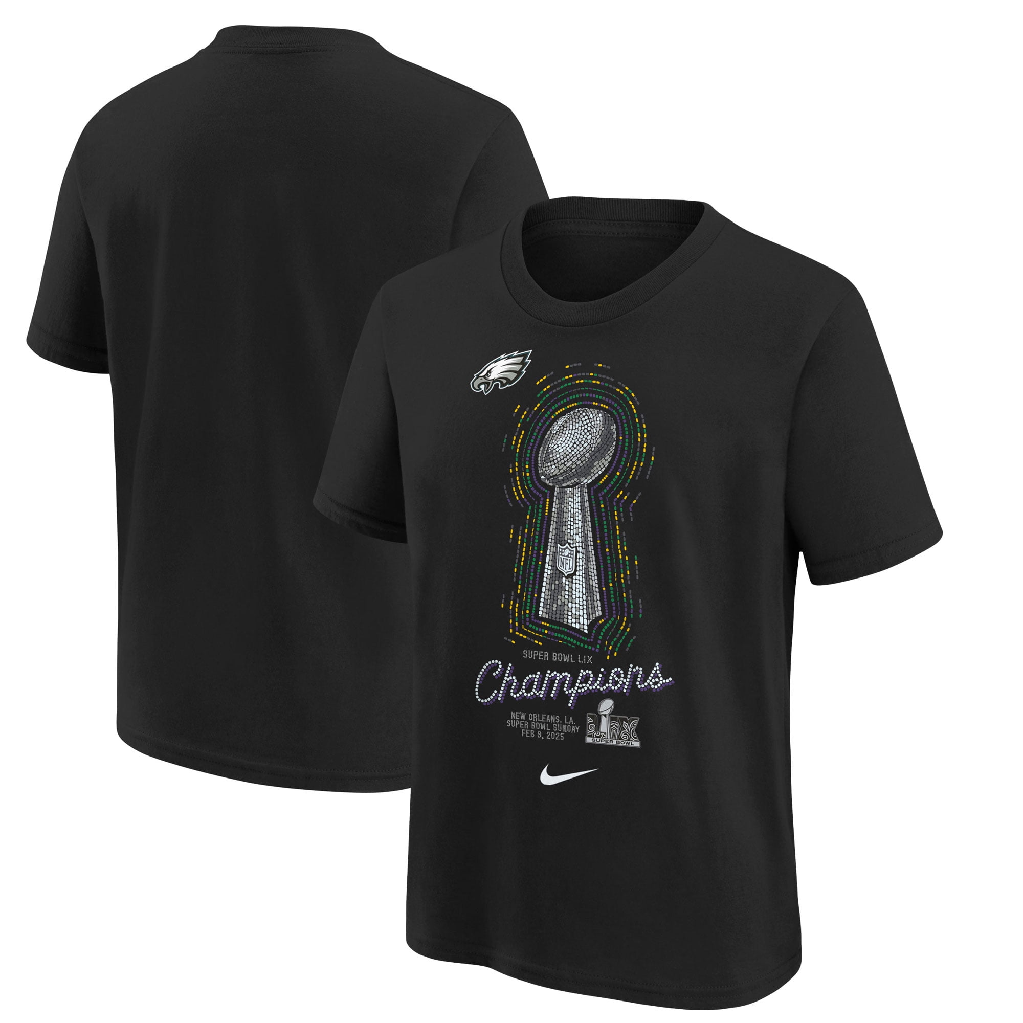 Youth Nike Black Philadelphia Eagles Super Bowl LIX Champions Lombardi ...