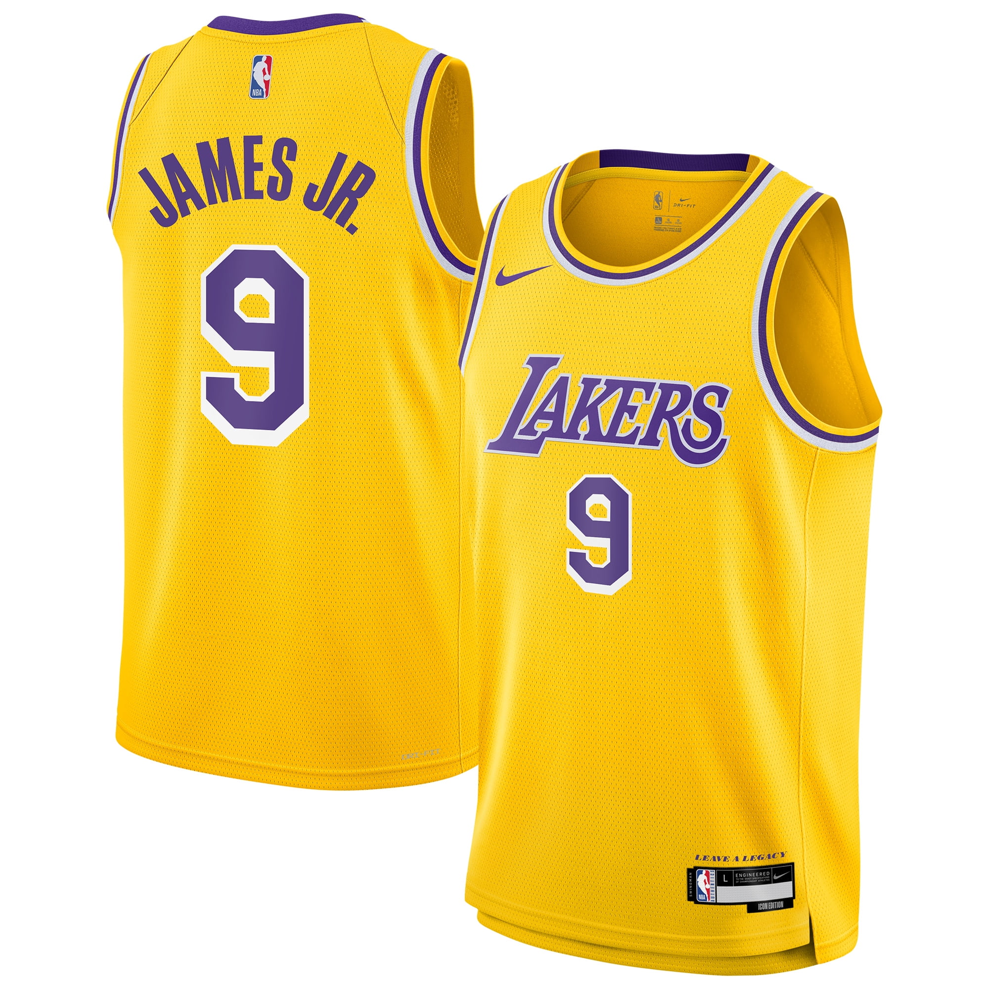 Youth-Nike Bronny James Jr. Gold Los Angeles Lakers Swingman Jersey ...