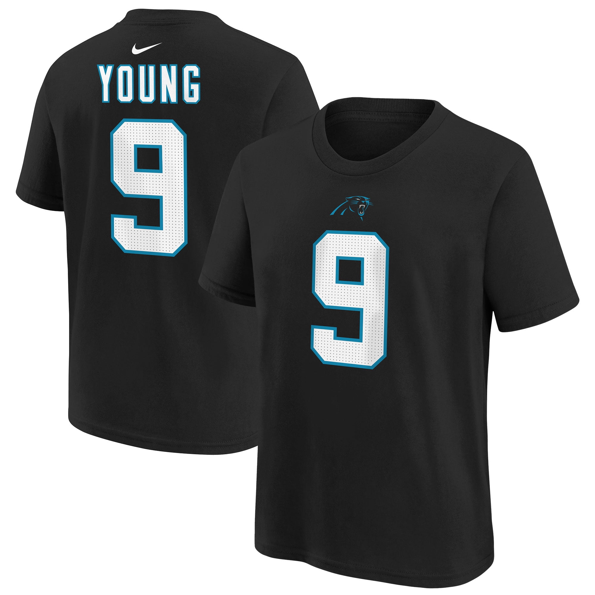 Youth Nike Bryce Young Black Carolina Panthers Player Name & Number T ...