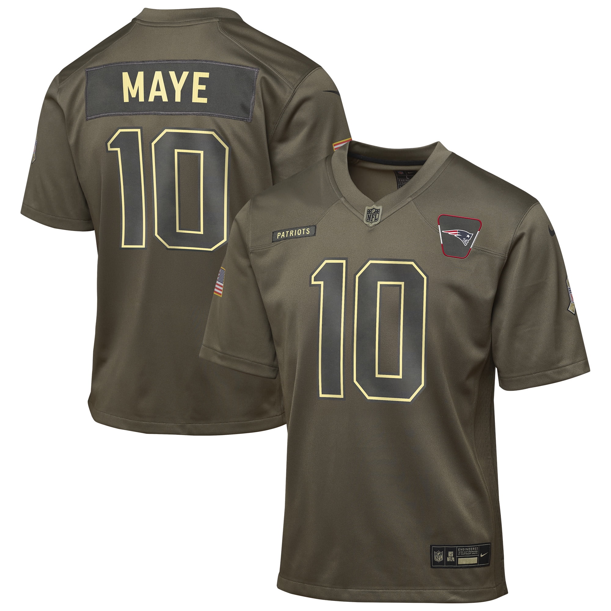 Youth Nike Drake Maye Olive New England Patriots 2025 Salute to Service ...