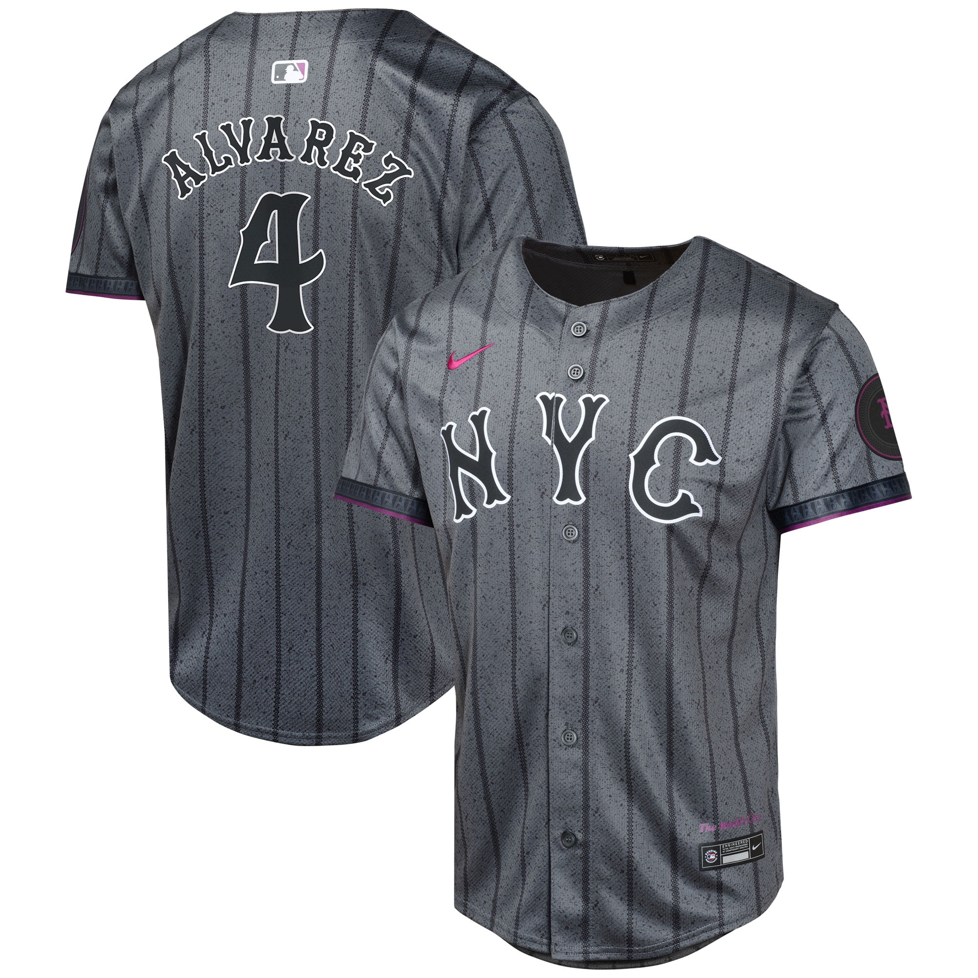 Youth Nike Francisco Alvarez Graphite New York Mets 2024 City Connect Limited Player Jersey ...