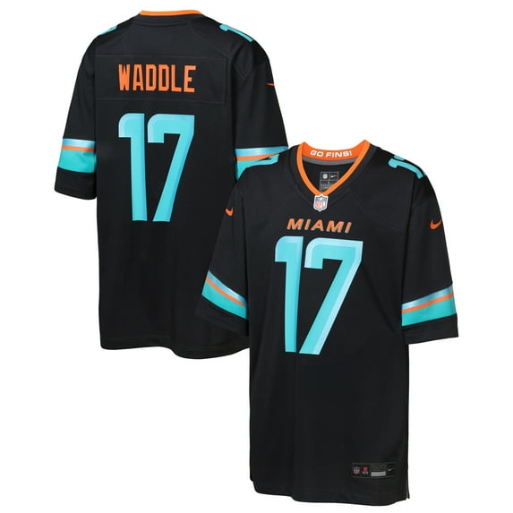 Youth Nike Jaylen Waddle Pitch Blue Miami Dolphins 2025 Rivalries Collection Game Jersey ...