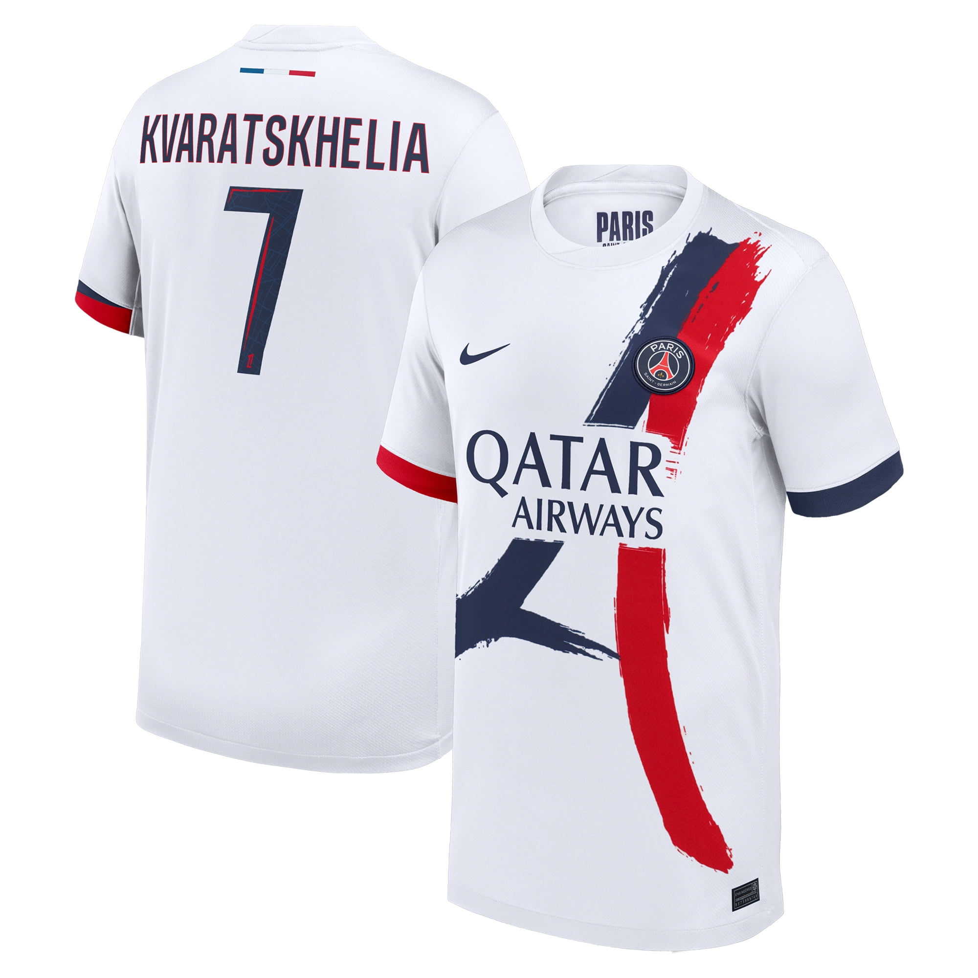 Youth Nike Khvicha Kvaratskhelia White Paris Saint-Germain 2024/25 Away ...
