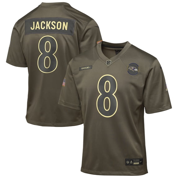 Youth Nike Lamar Jackson Olive Baltimore Ravens 2025 Salute to Service ...
