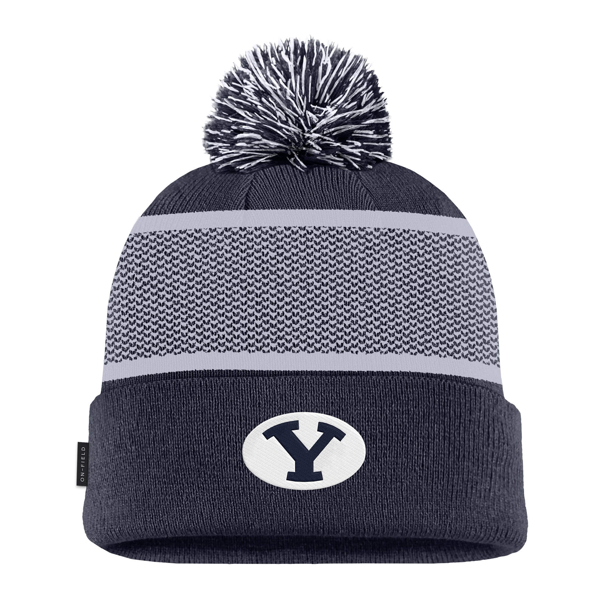 Youth Nike Navy BYU Cougars 2024 Sideline Peak Cuffed Knit Hat with Pom ...