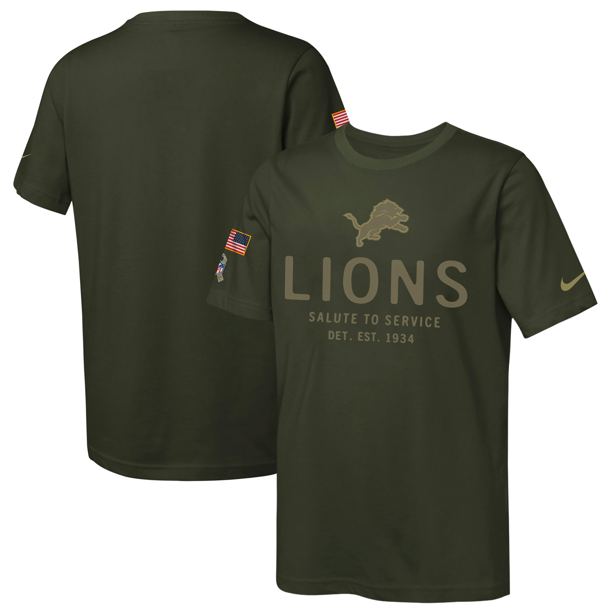 Youth Nike Olive Detroit Lions 2025 Salute to Service Sideline Dri-FIT ...