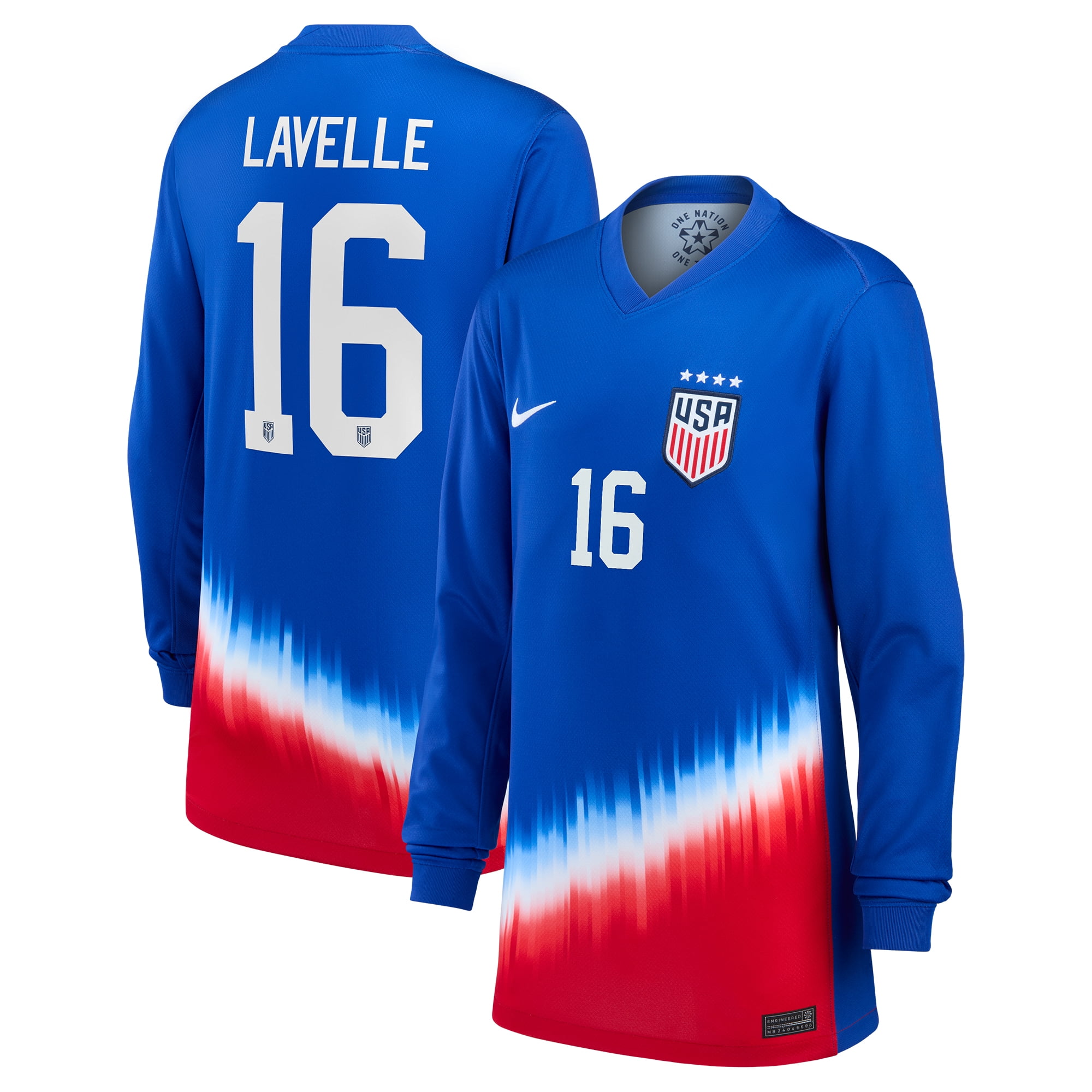 Youth Nike Rose Lavelle Royal USWNT 2024 Away Stadium Replica Player ...