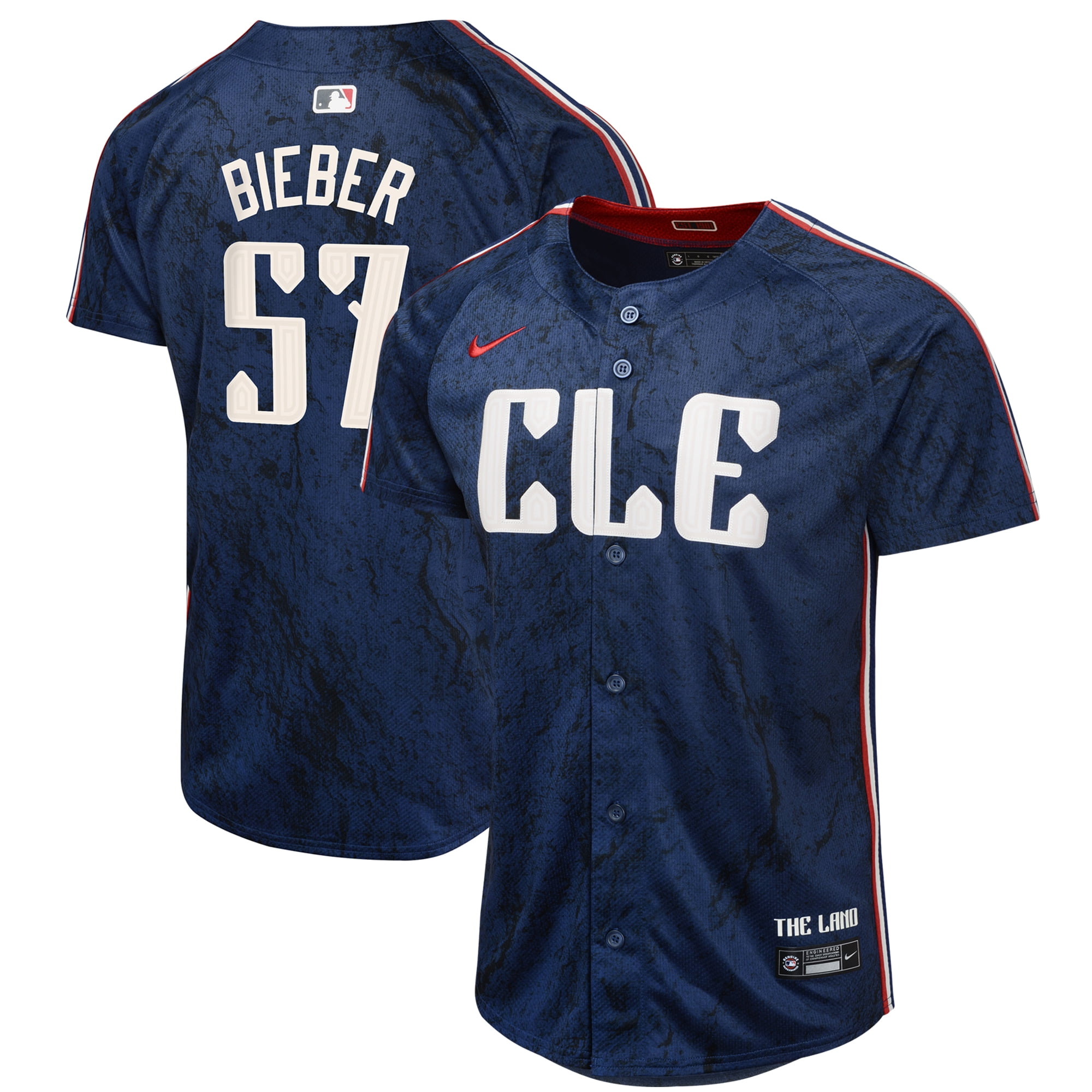 Youth Nike Shane Bieber Navy Cleveland Guardians 2024 City Connect ...